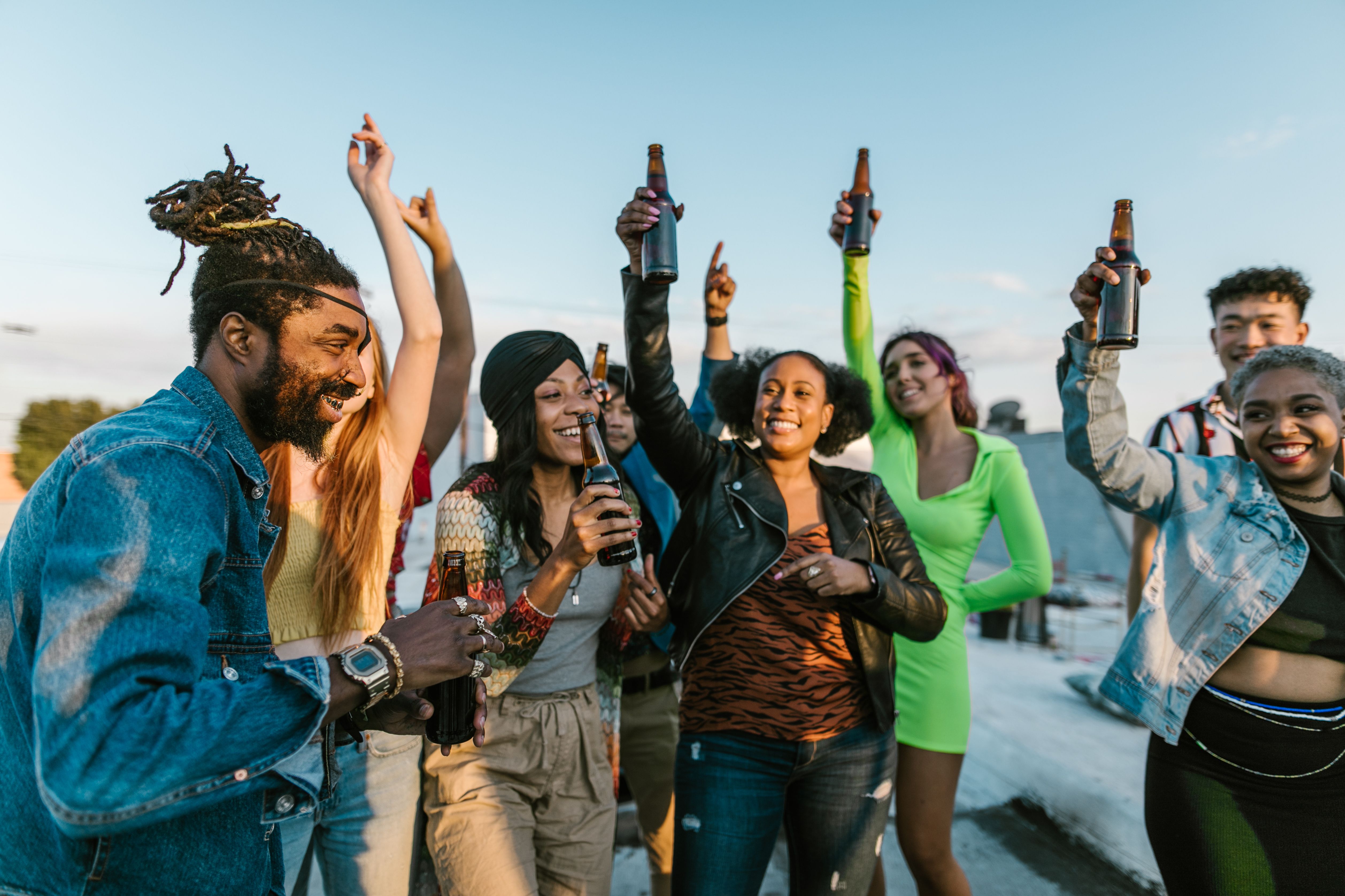 A Group Having a Party on the Rooftop · Free Stock Photo