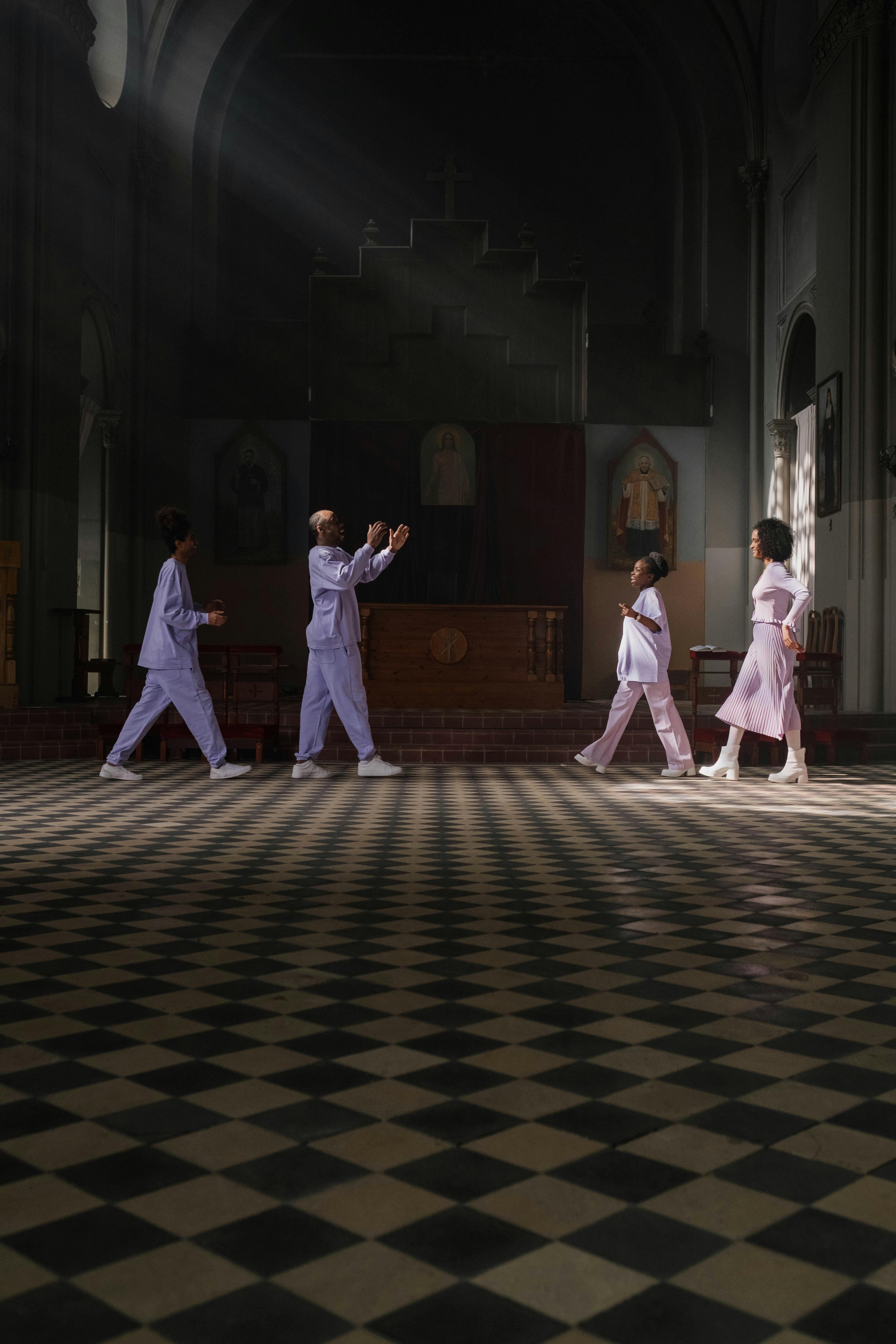 Group of People in Lilac Uniform Doing Church Service · Free Stock Photo