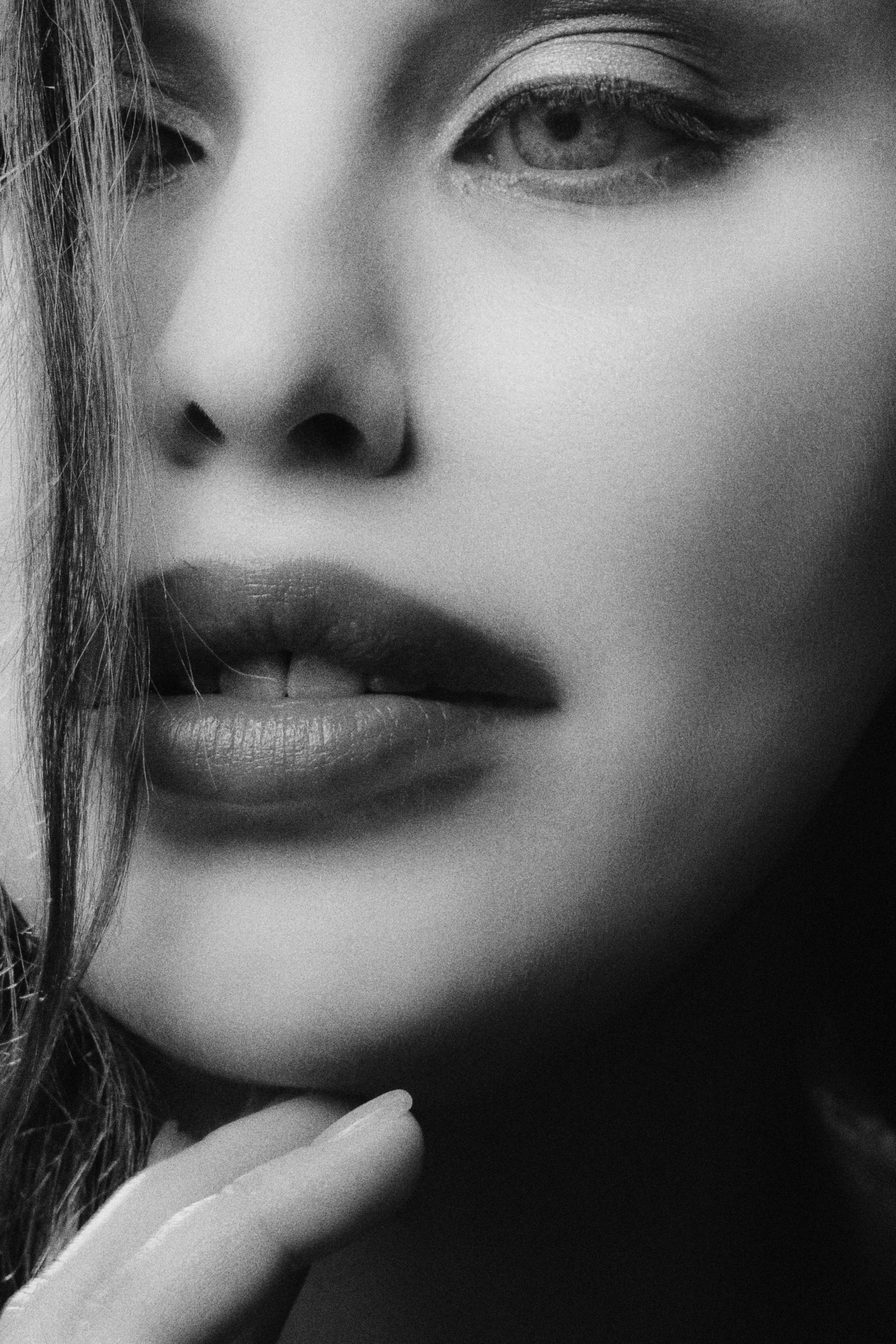 Grayscale Photo of Womans Face · Free Stock Photo