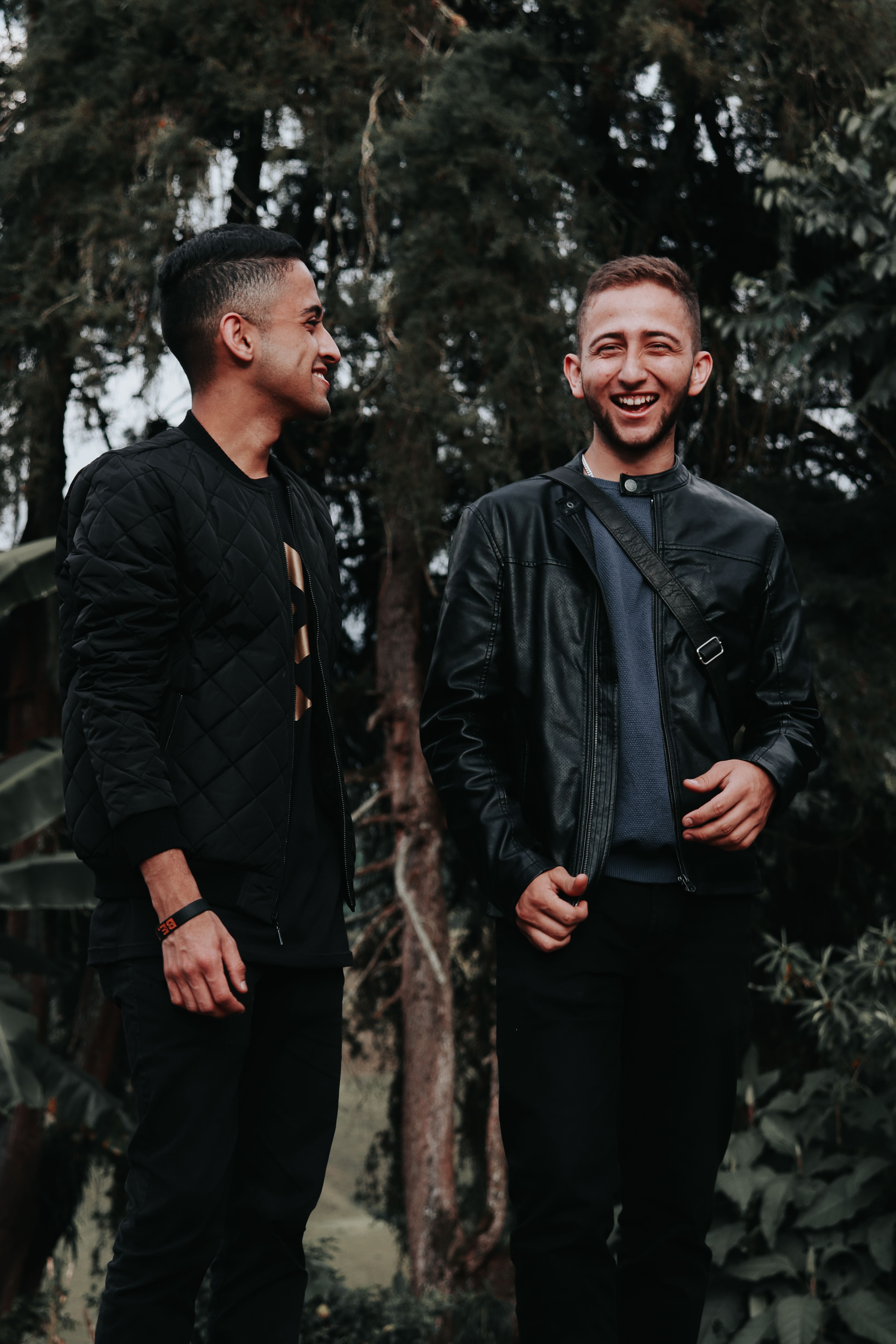 Two Boys Wearing Black Leather Jackets · Free Stock Photo
