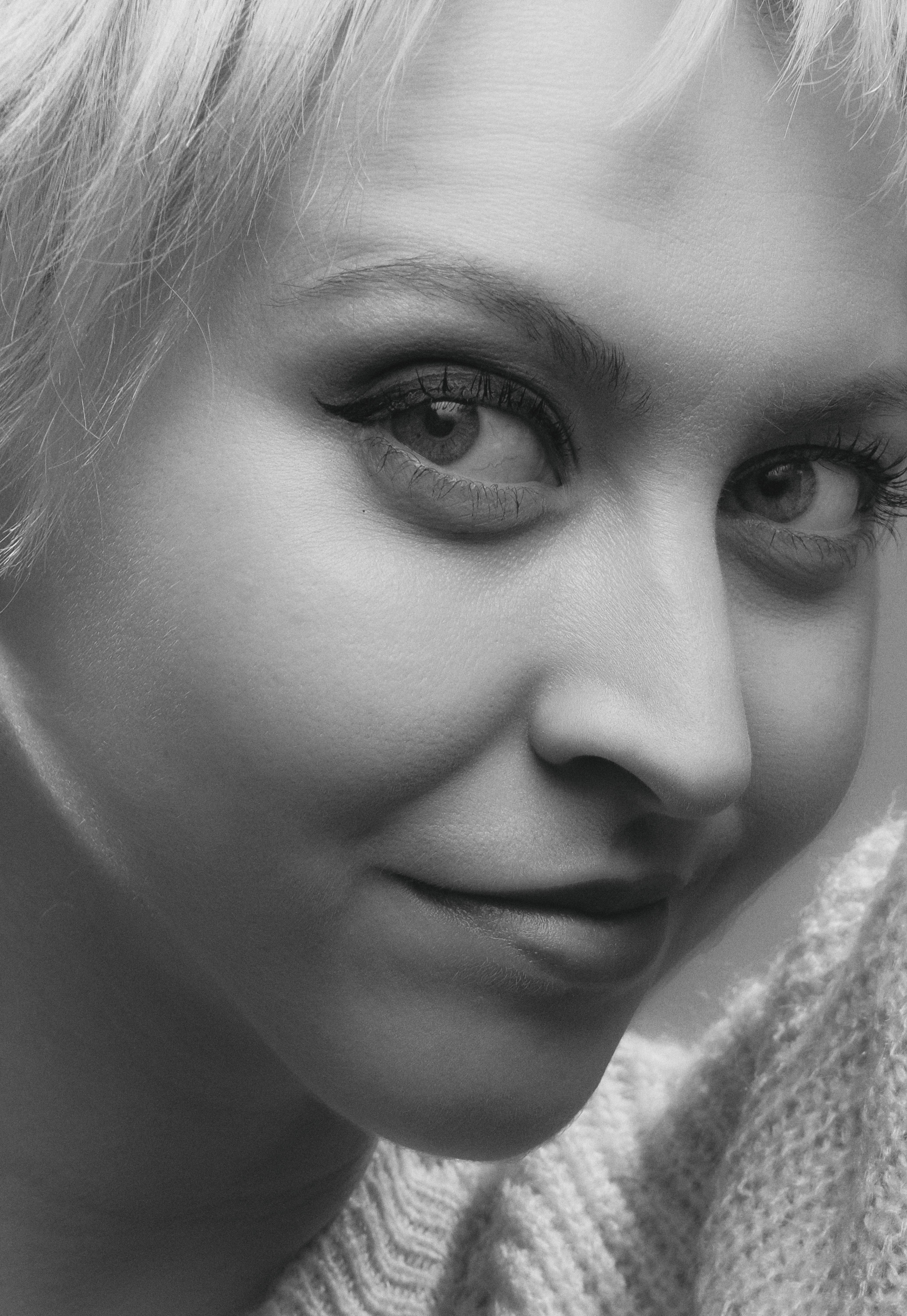 Grayscale Photo of Woman's Face · Free Stock Photo