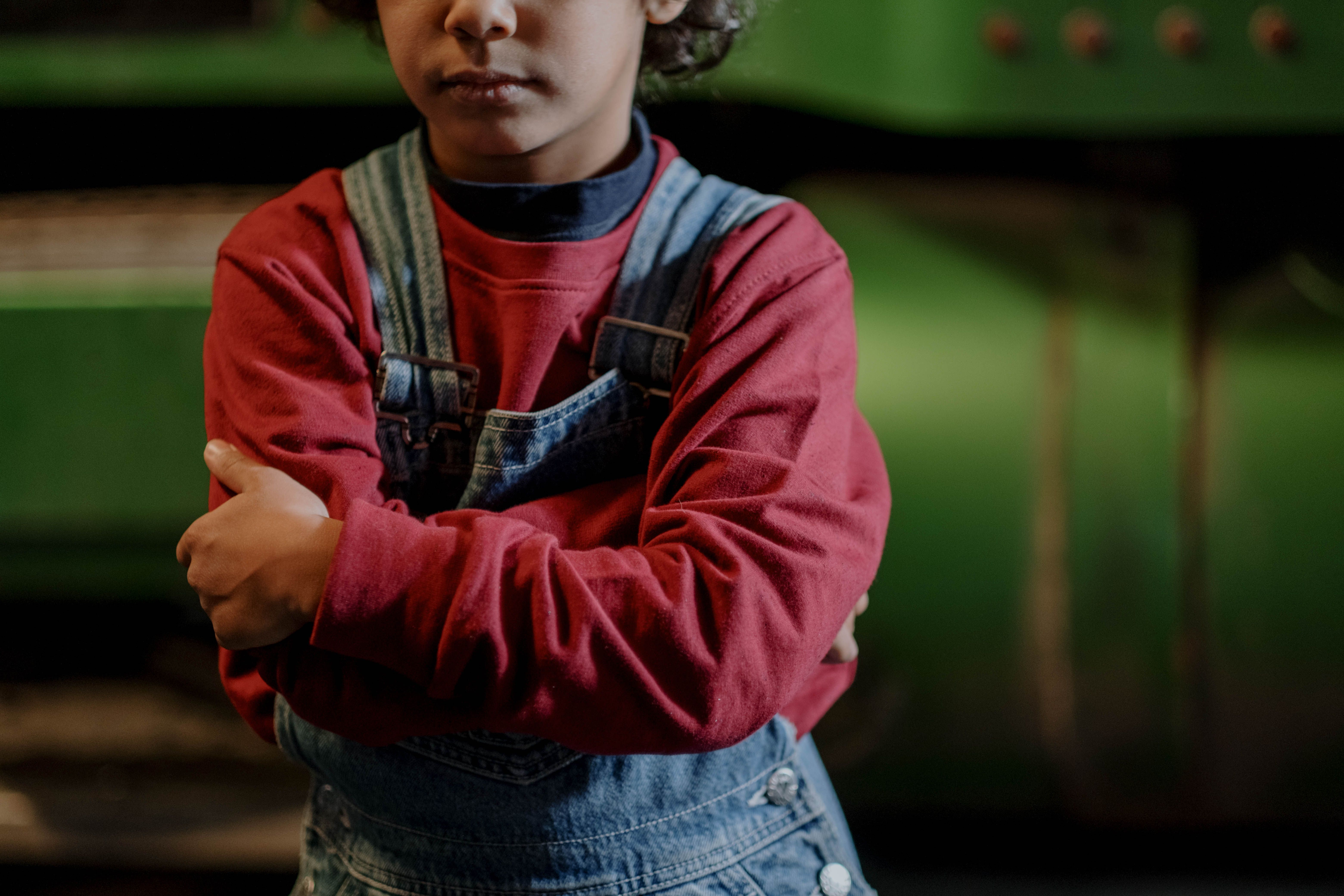 A Close-Up Shot of a Child Wearing a Jumper · Free Stock Photo