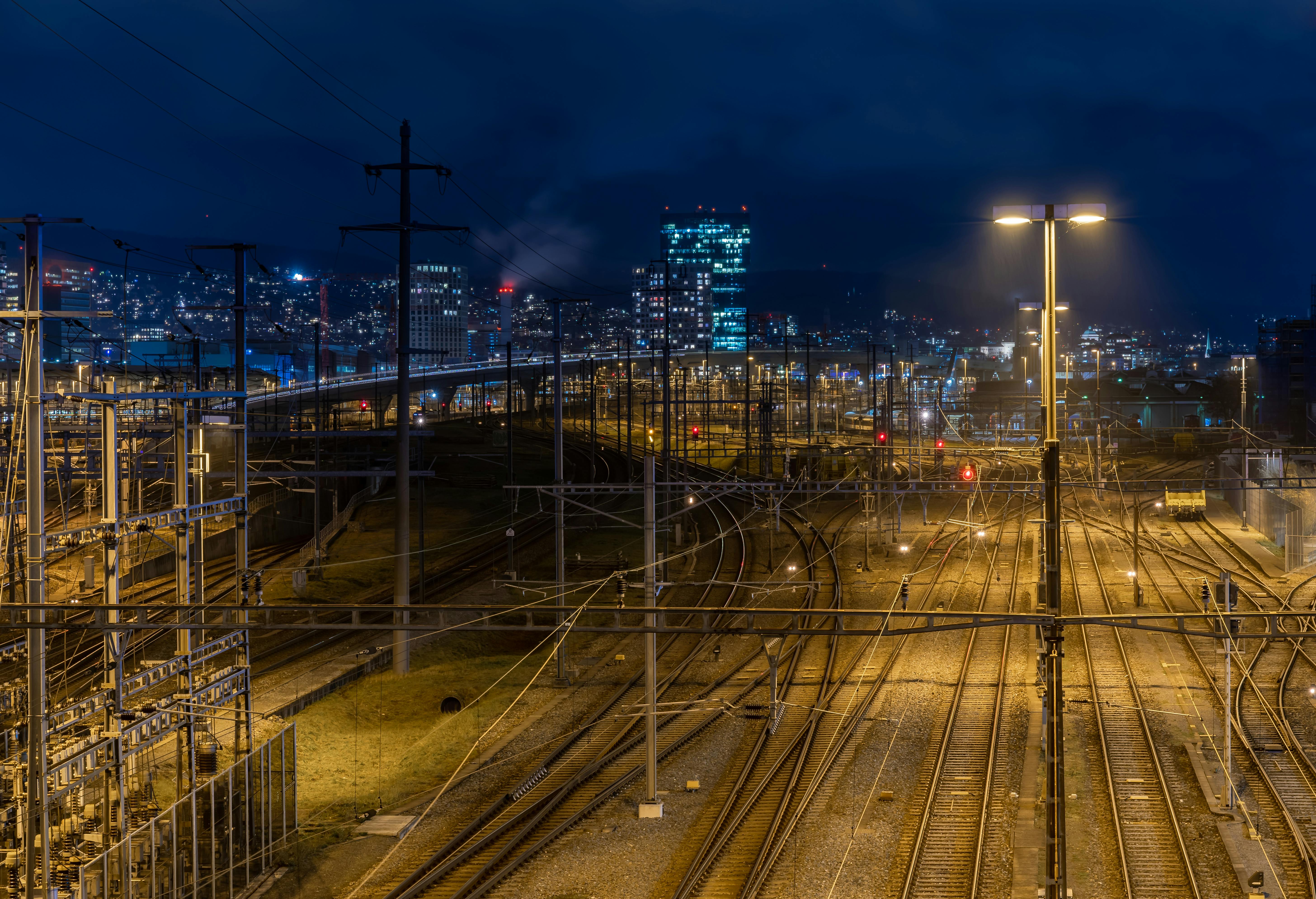 Train Rail Road during Night Time · Free Stock Photo
