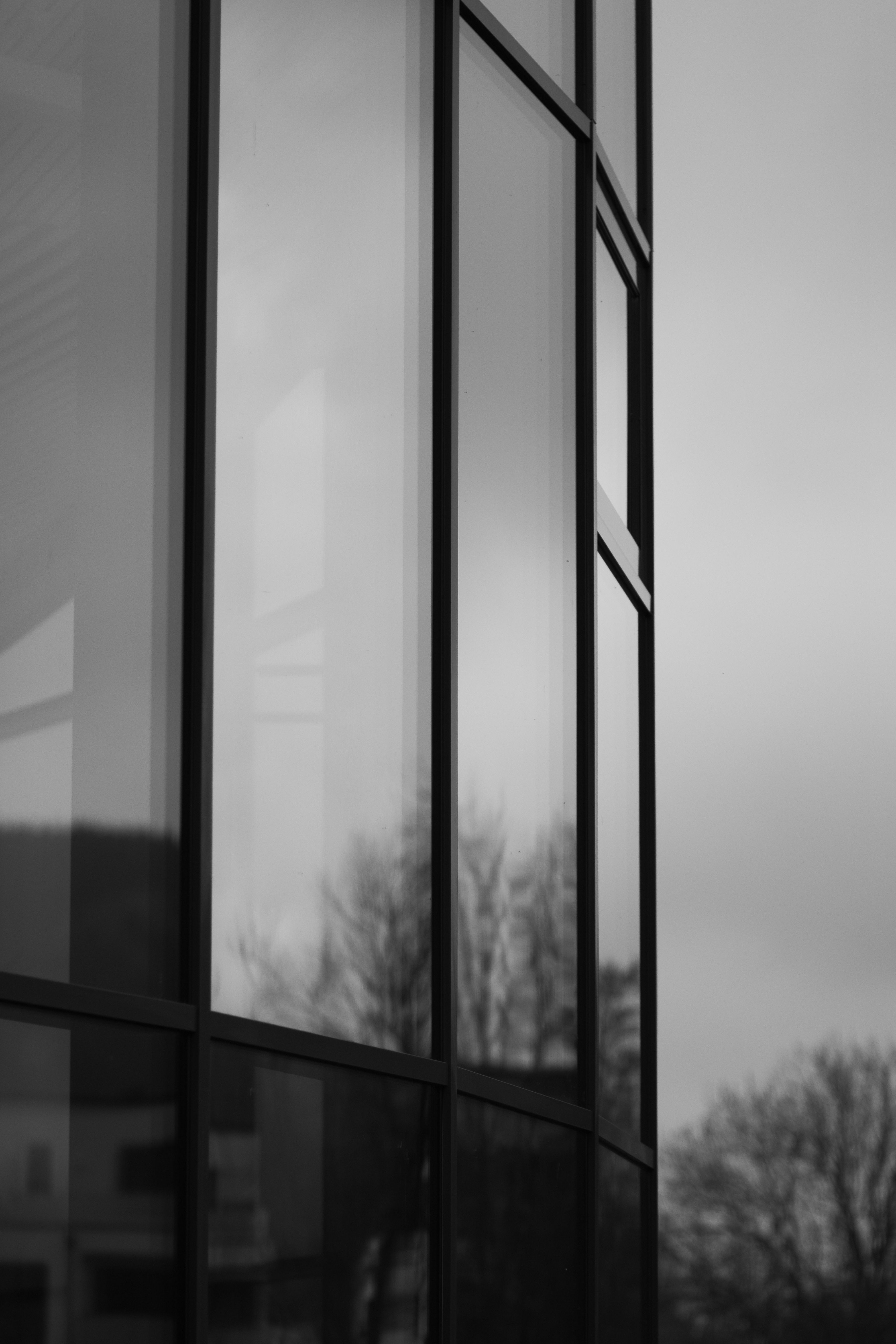 Grayscale Photo of Glass Window · Free Stock Photo