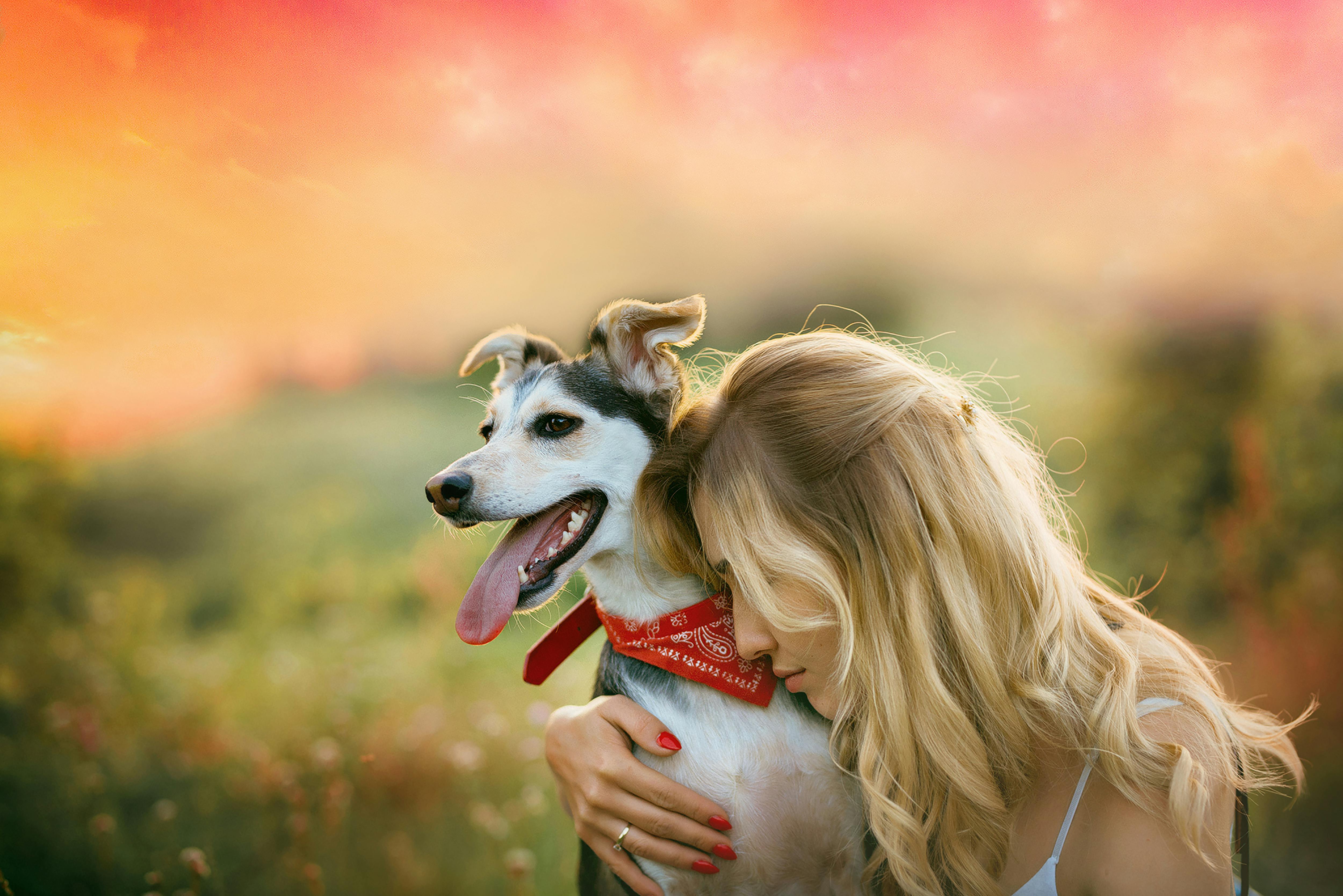 A Woman Embracing Her Dog · Free Stock Photo