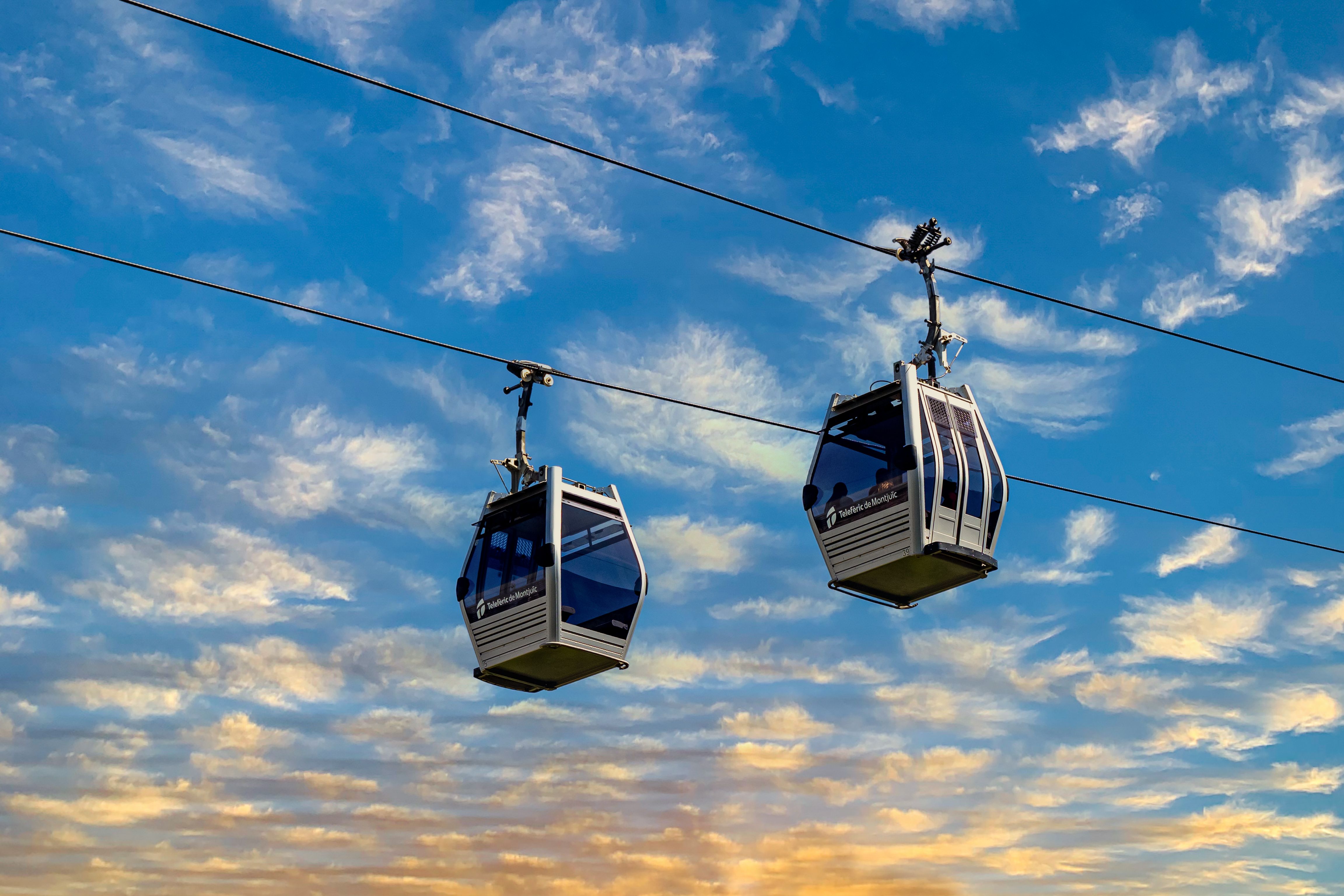 Low-Angle Shot of Cable Cars during Sunset · Free Stock Photo