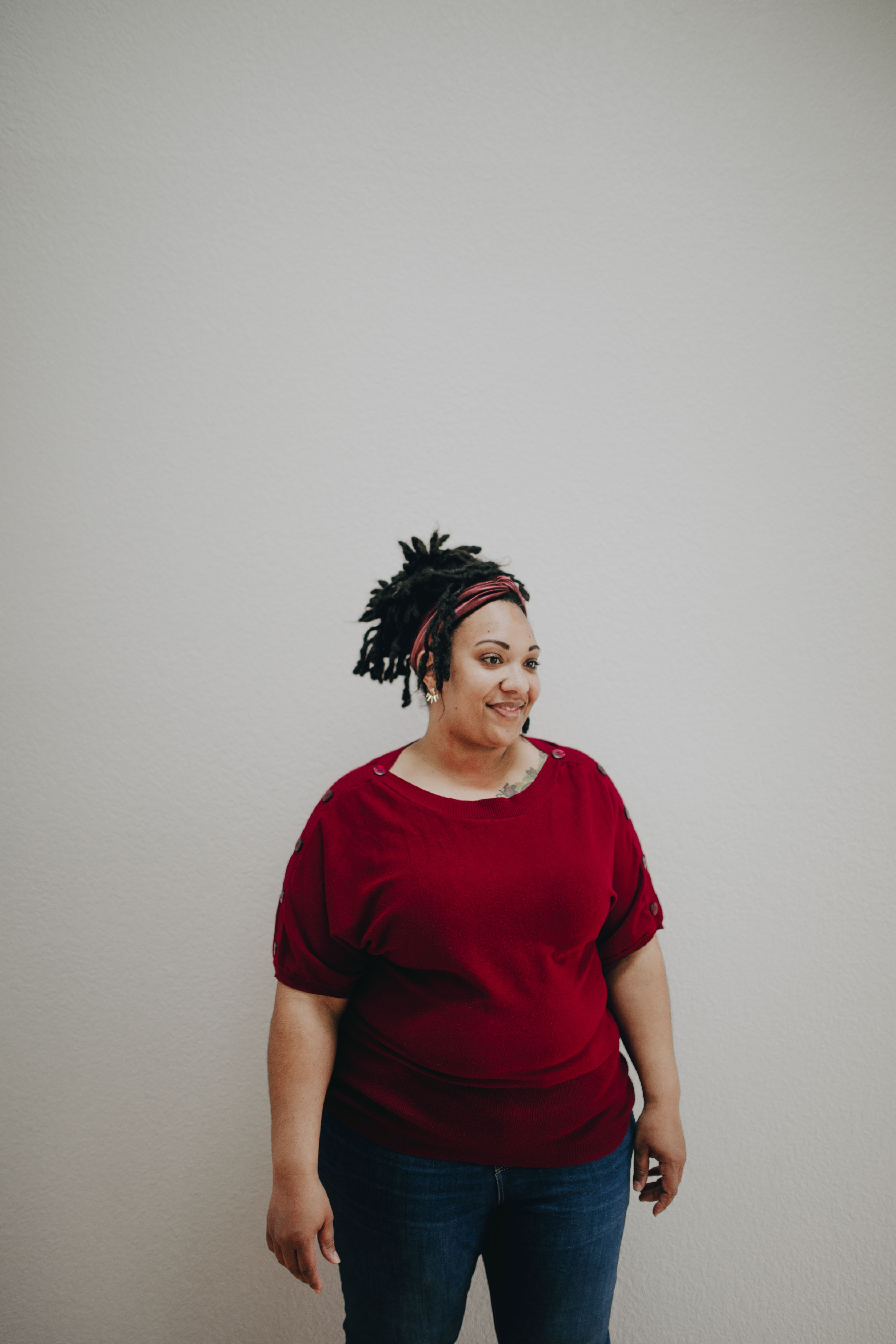 A Smiling Woman in Red Shirt · Free Stock Photo