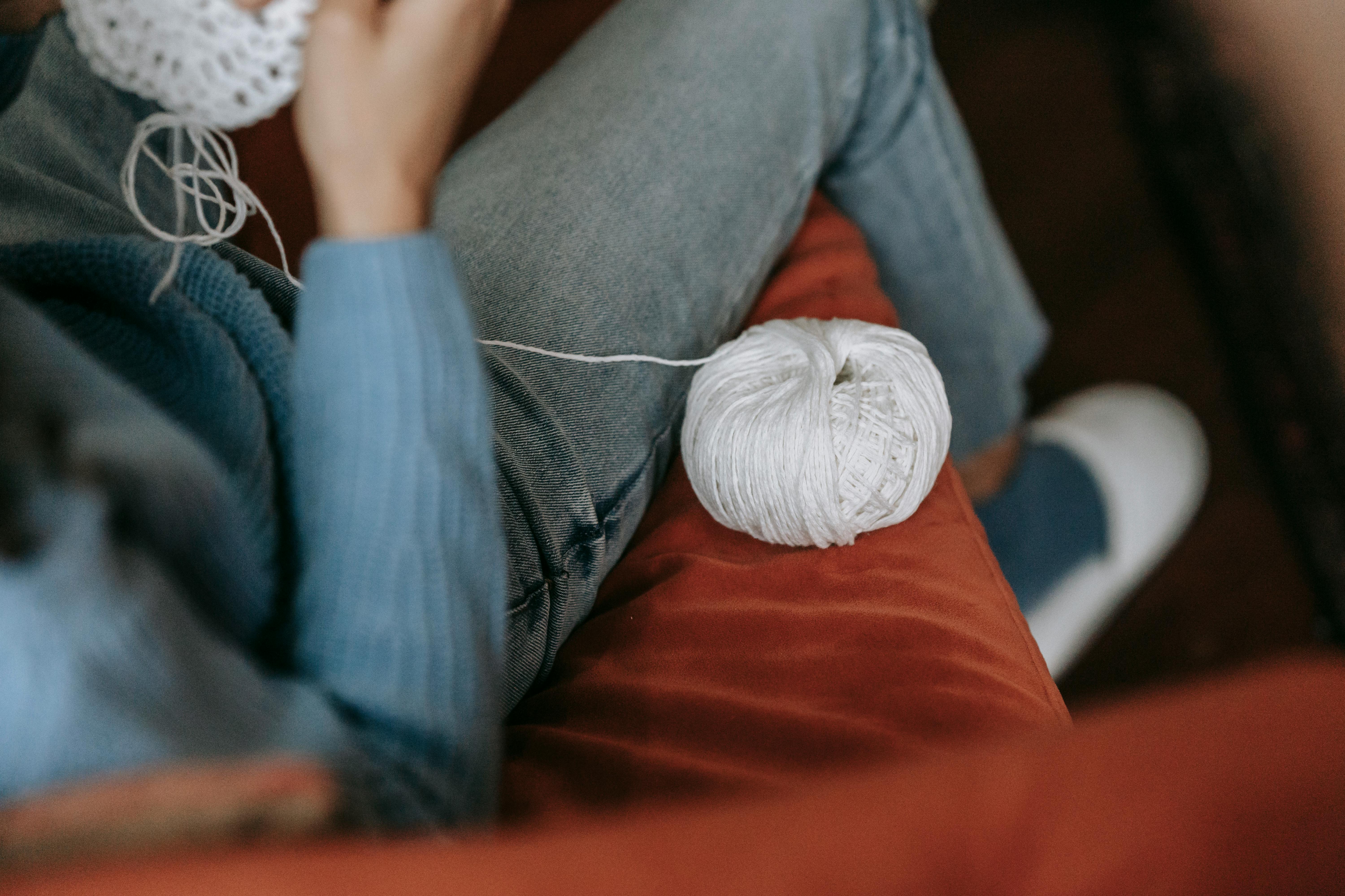 White Yarn Roll in Close Up Shot · Free Stock Photo
