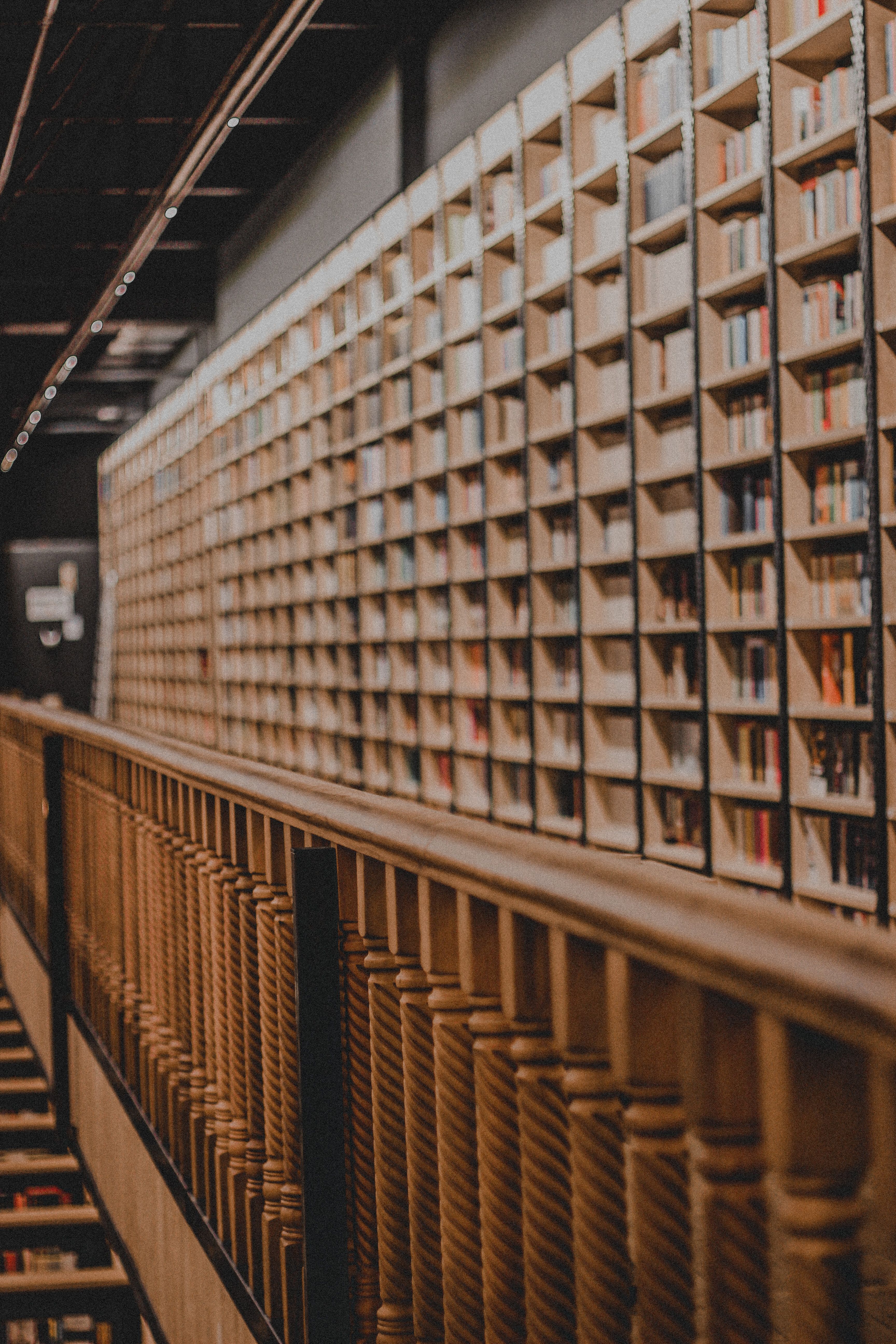 Man Standing Inside Library While Reading Book · Free Stock Photo