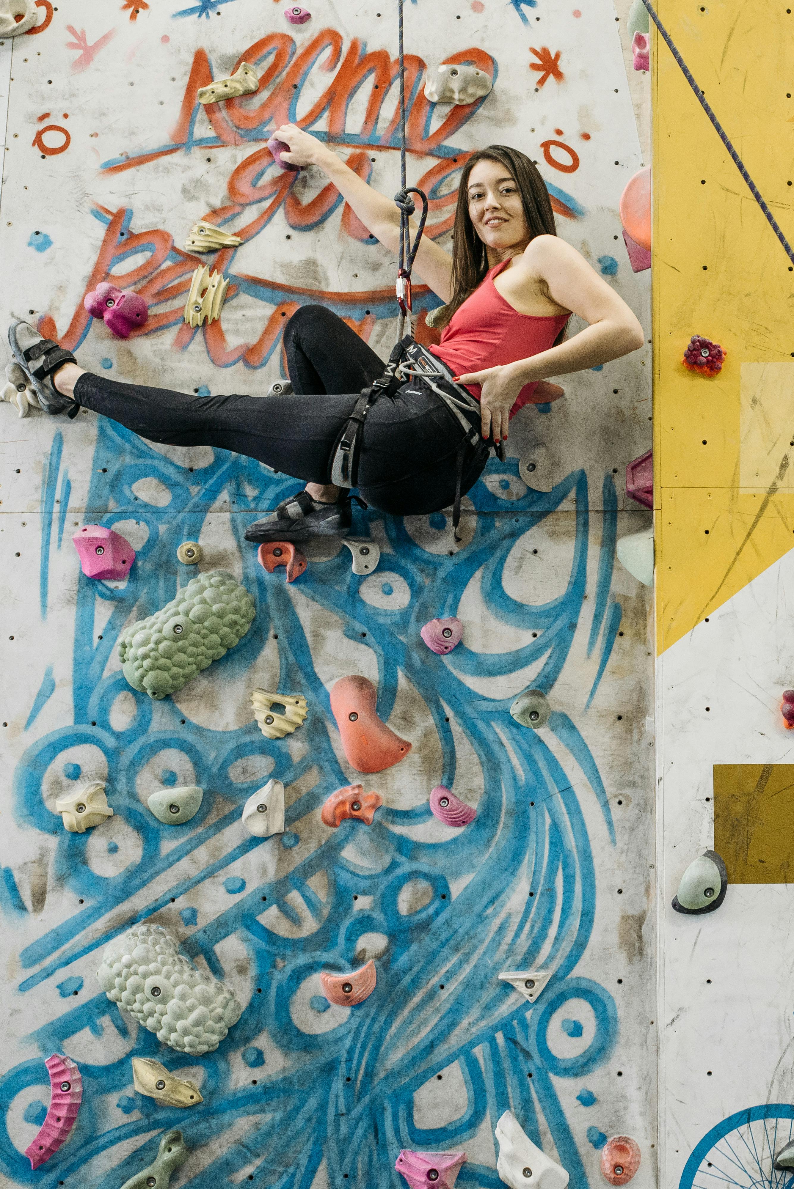 A Woman with Harness Hanging · Free Stock Photo