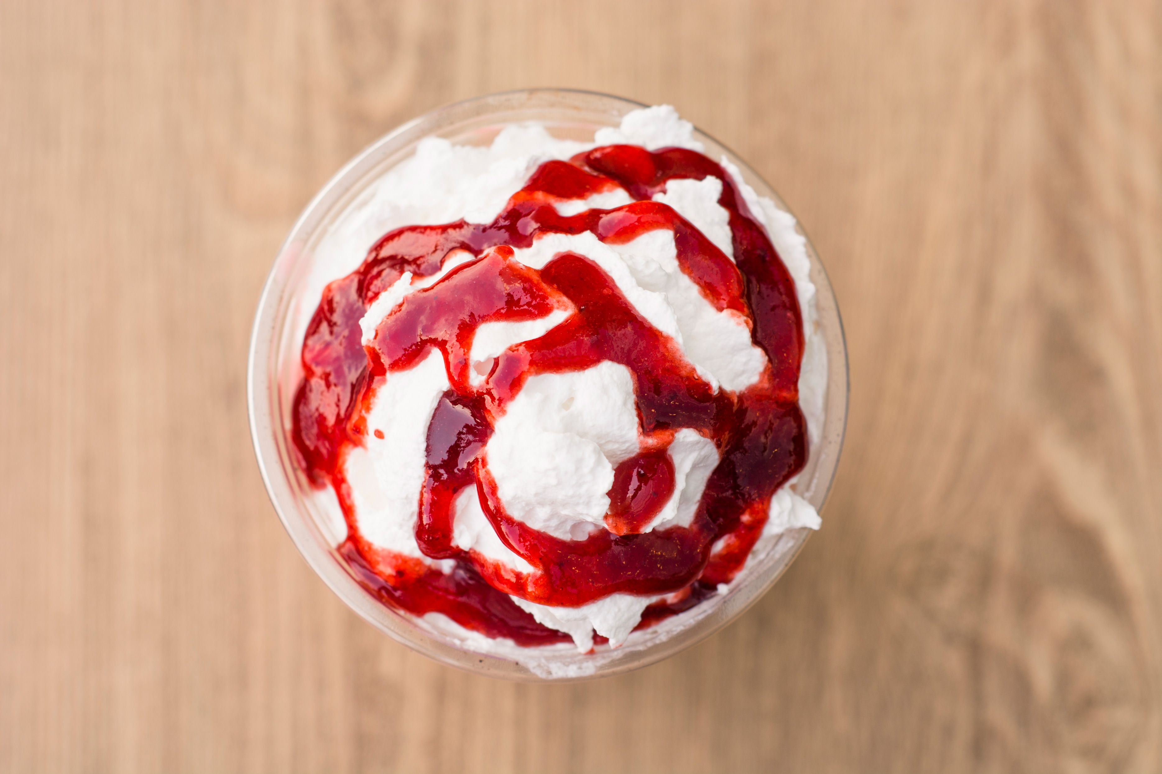 Whipped Cream With Strawberry Syrup on Top · Free Stock Photo