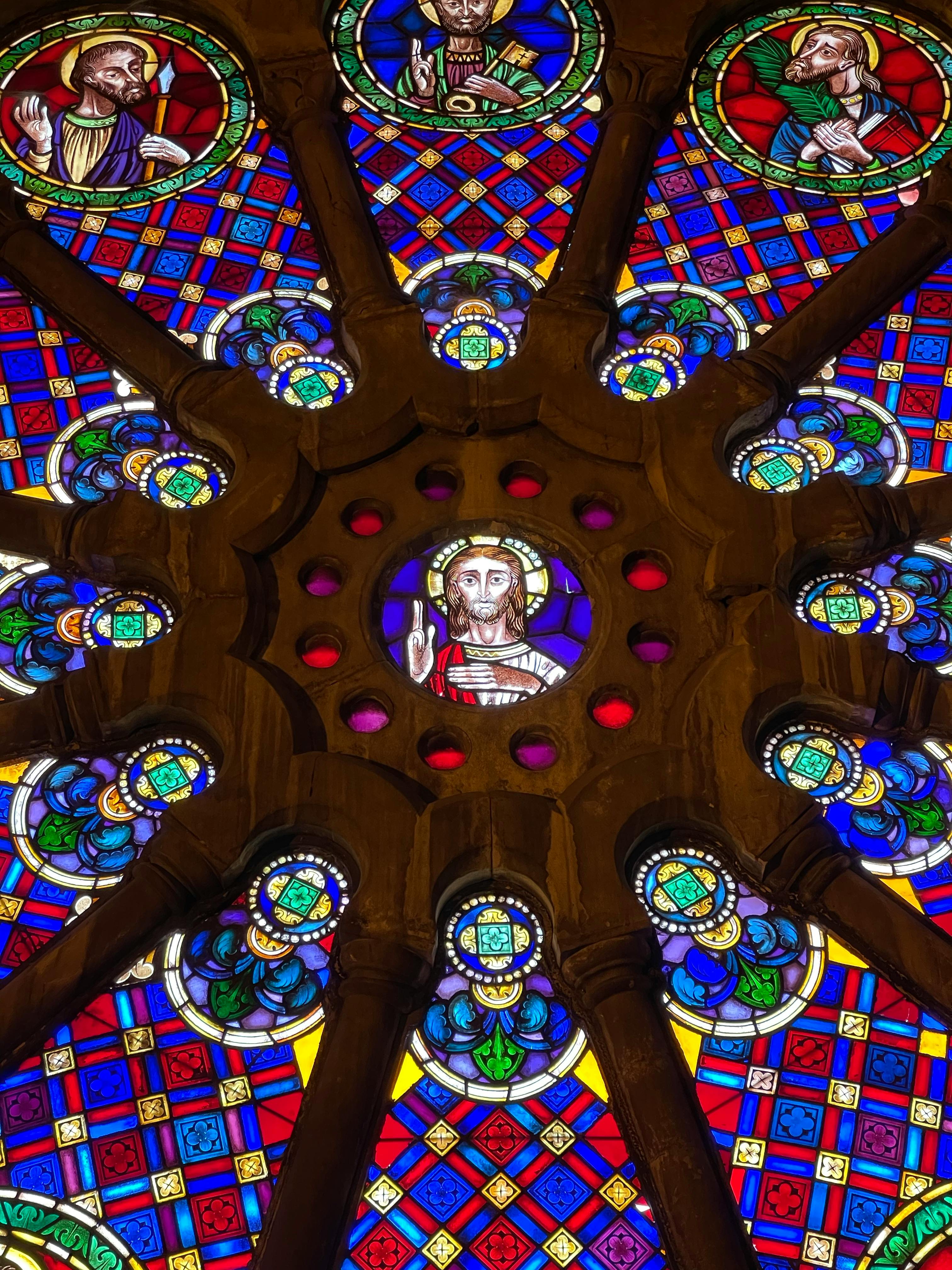 Close-up Shot of a Stained Glass · Free Stock Photo