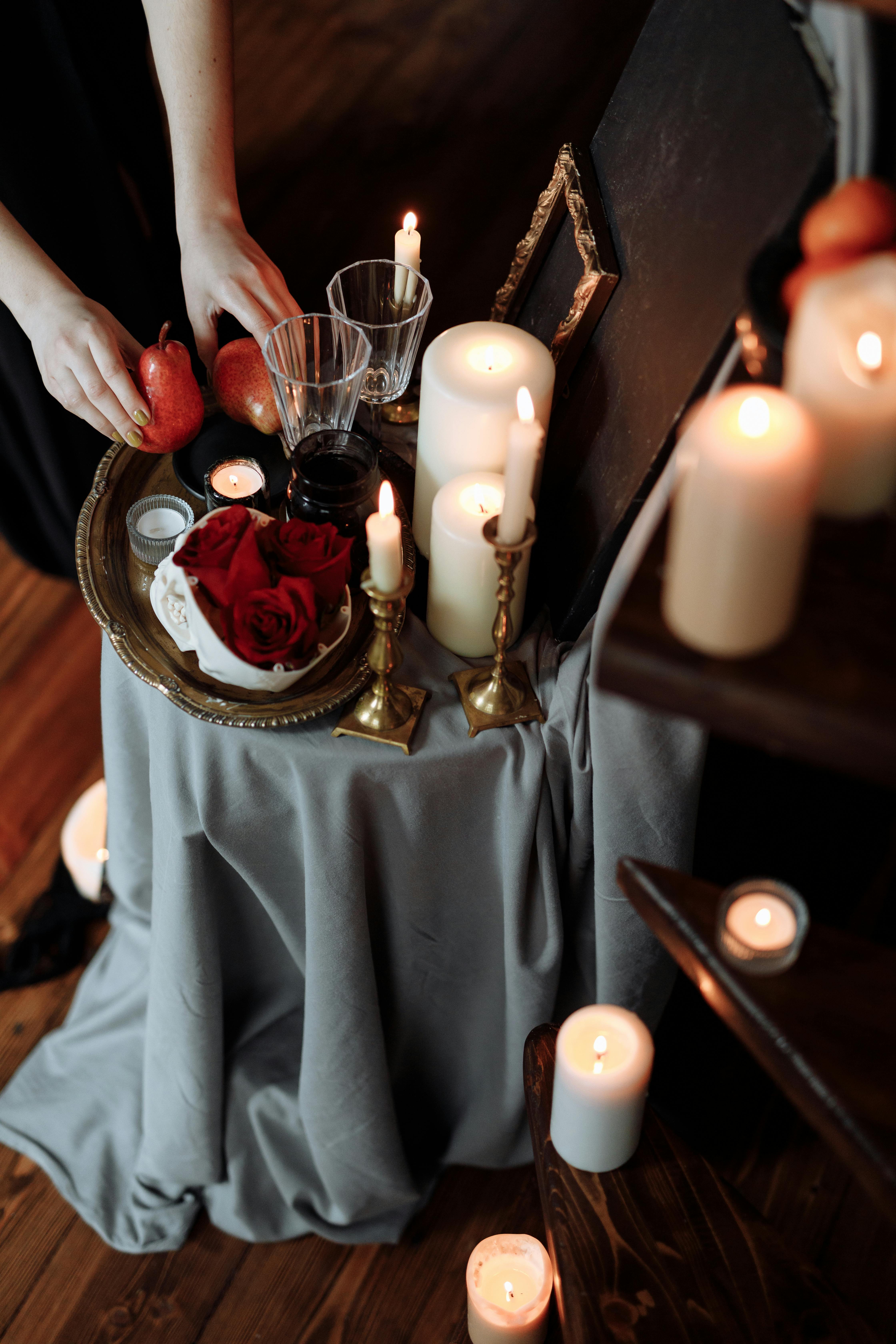 Lighted Candles on a Table · Free Stock Photo