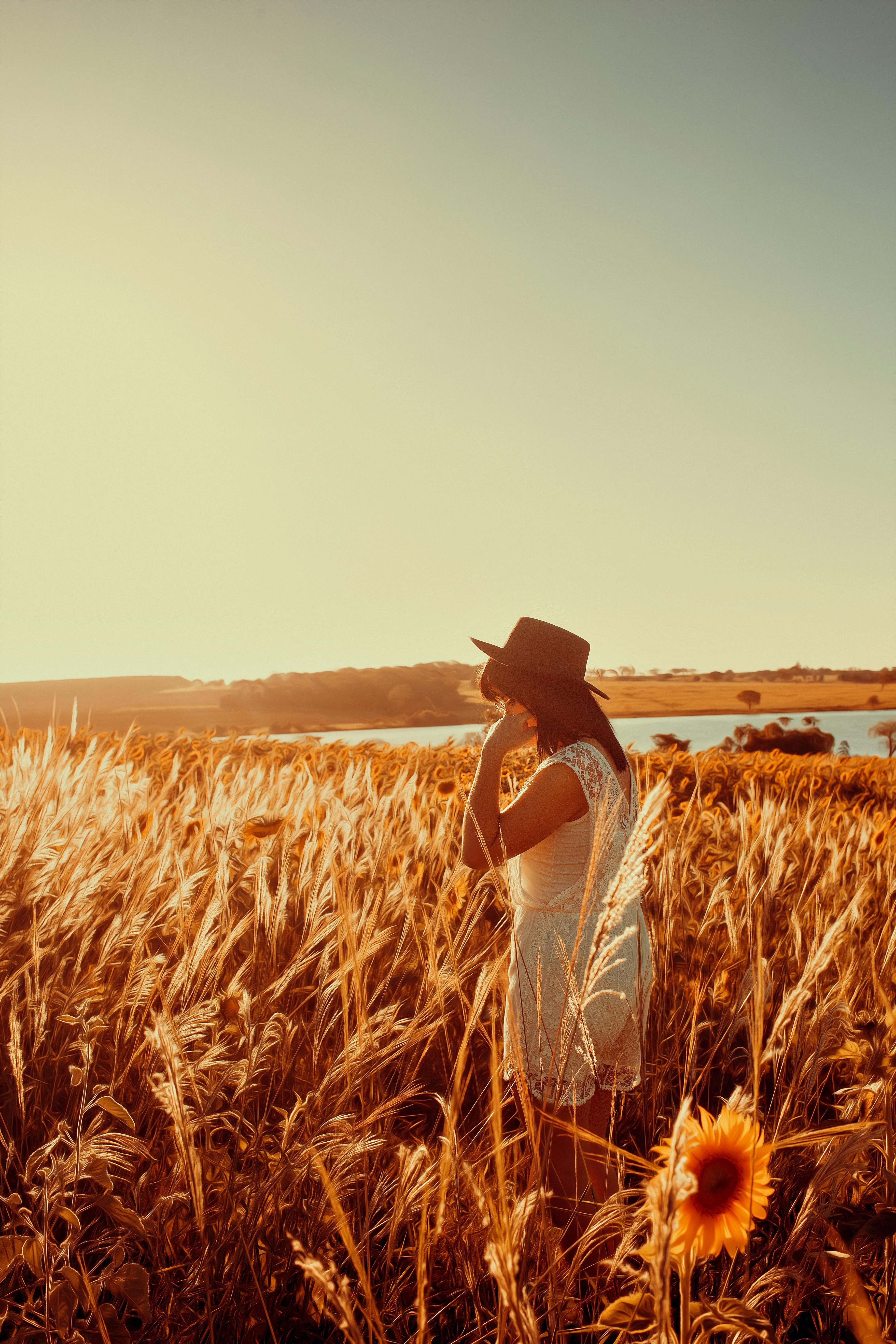 Woman Walking Through Field of Wheat · Free Stock Photo