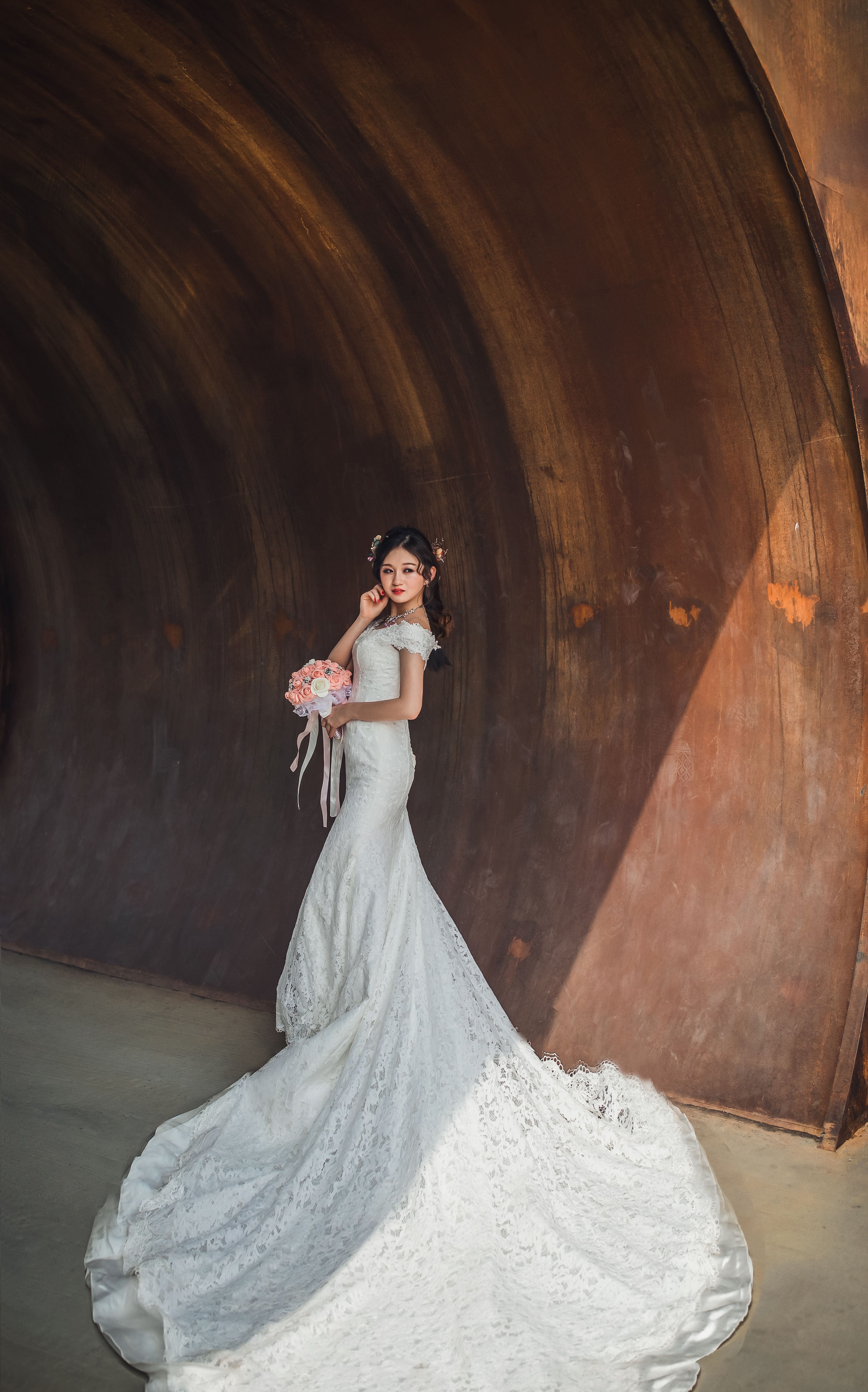 Model Posing in Wedding Dress · Free Stock Photo