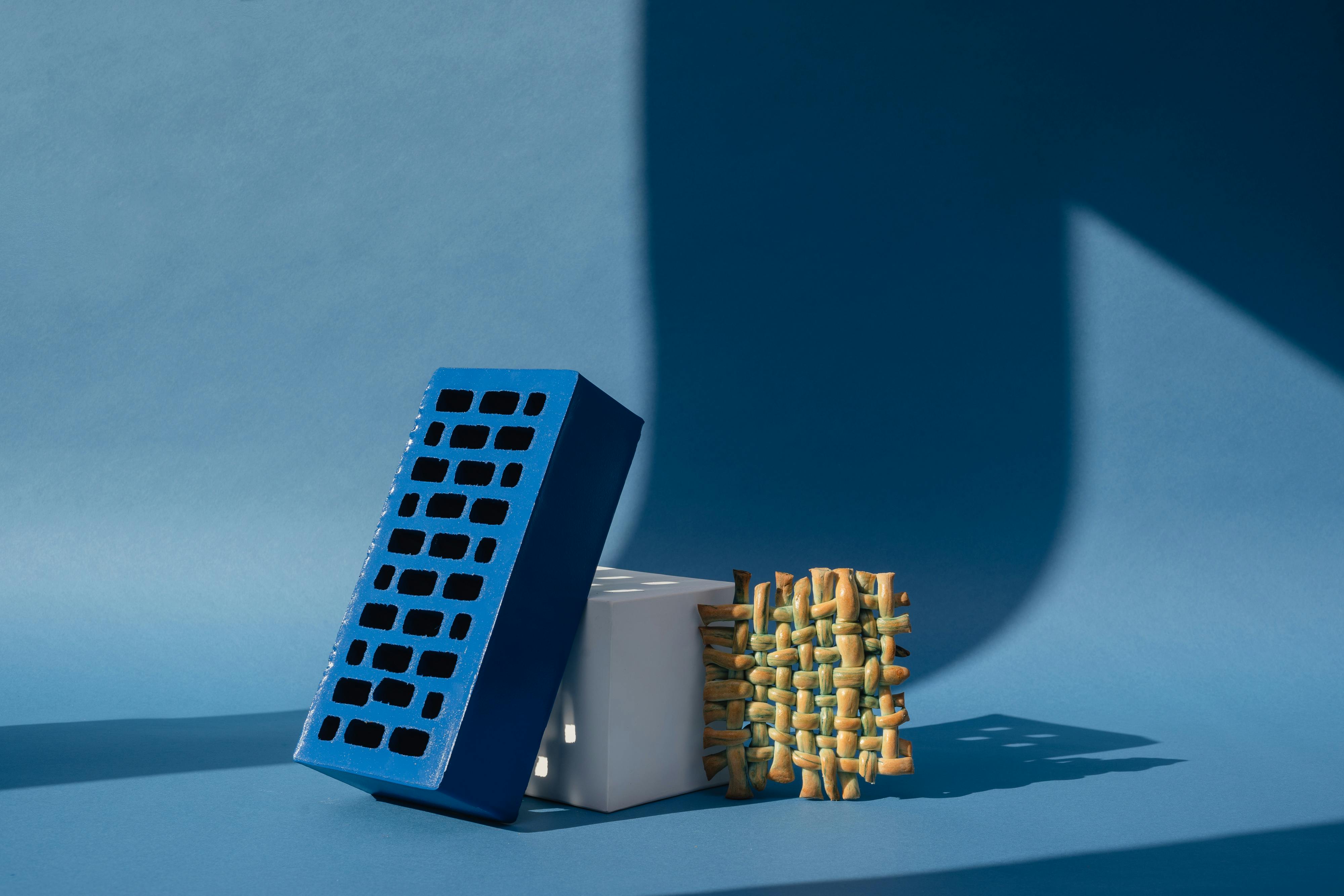 Blue and Yellow Blocks on Blue Background · Free Stock Photo