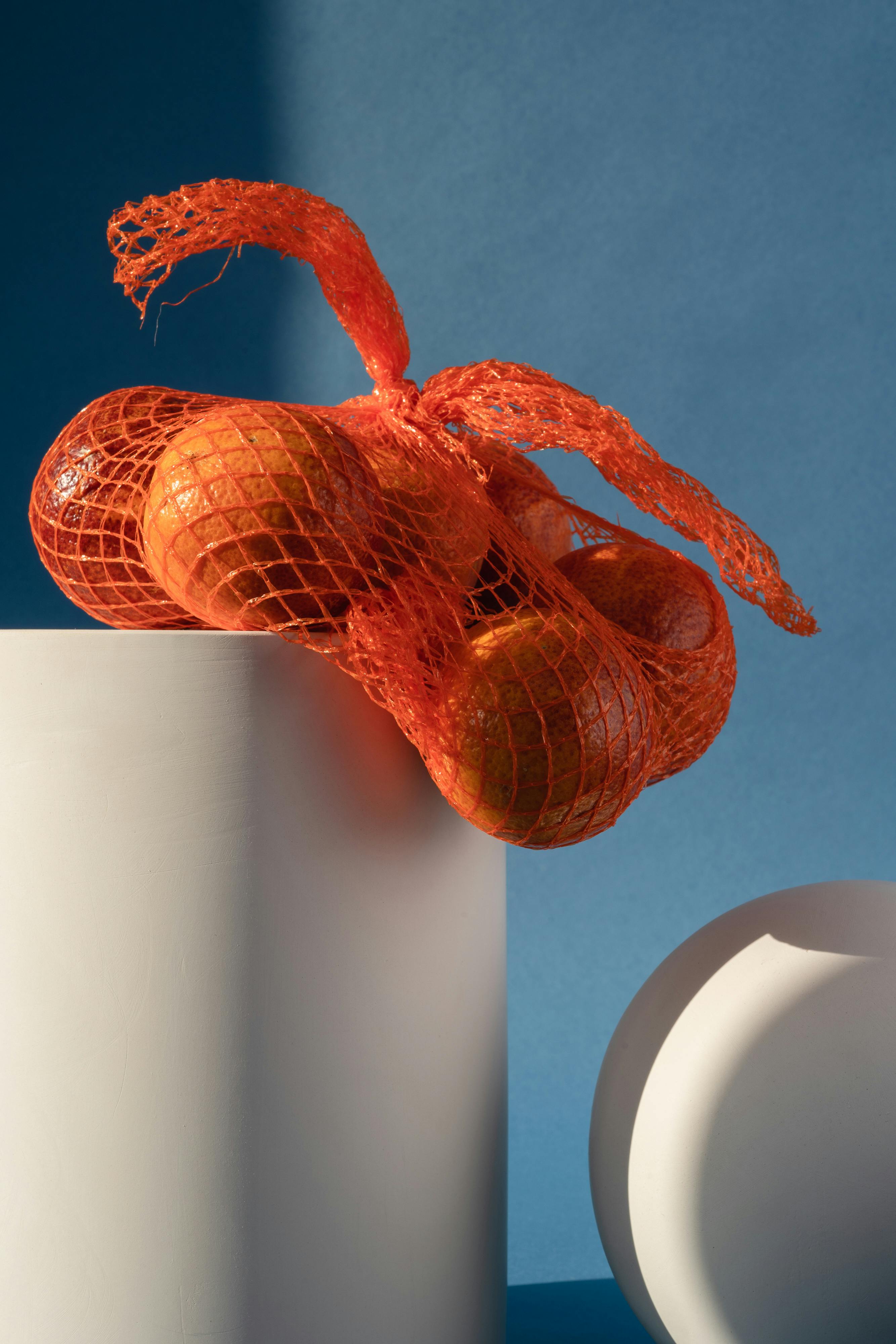 Person's Hand Carrying a Mesh Bag with Oranges · Free Stock Photo