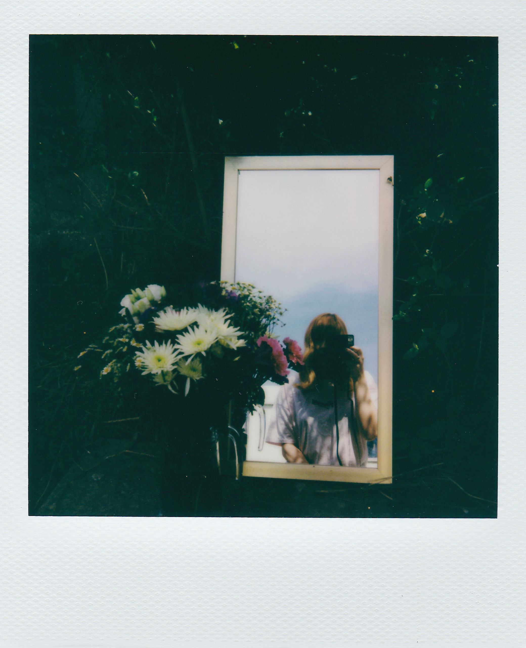 Polaroid Photo of Flower Bouquet with Blue Filter · Free Stock Photo