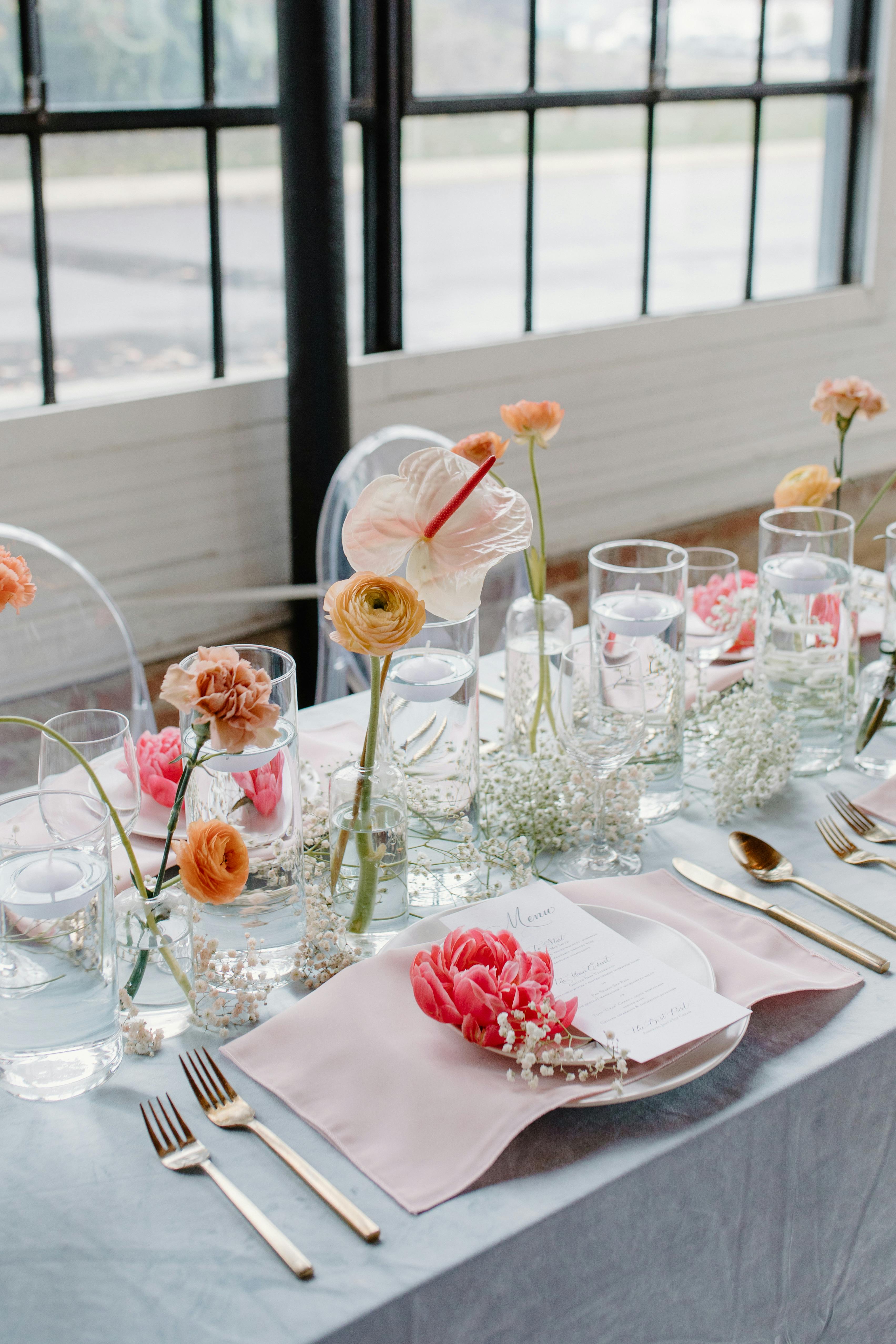 Clear Glass Vases on Table Setting · Free Stock Photo