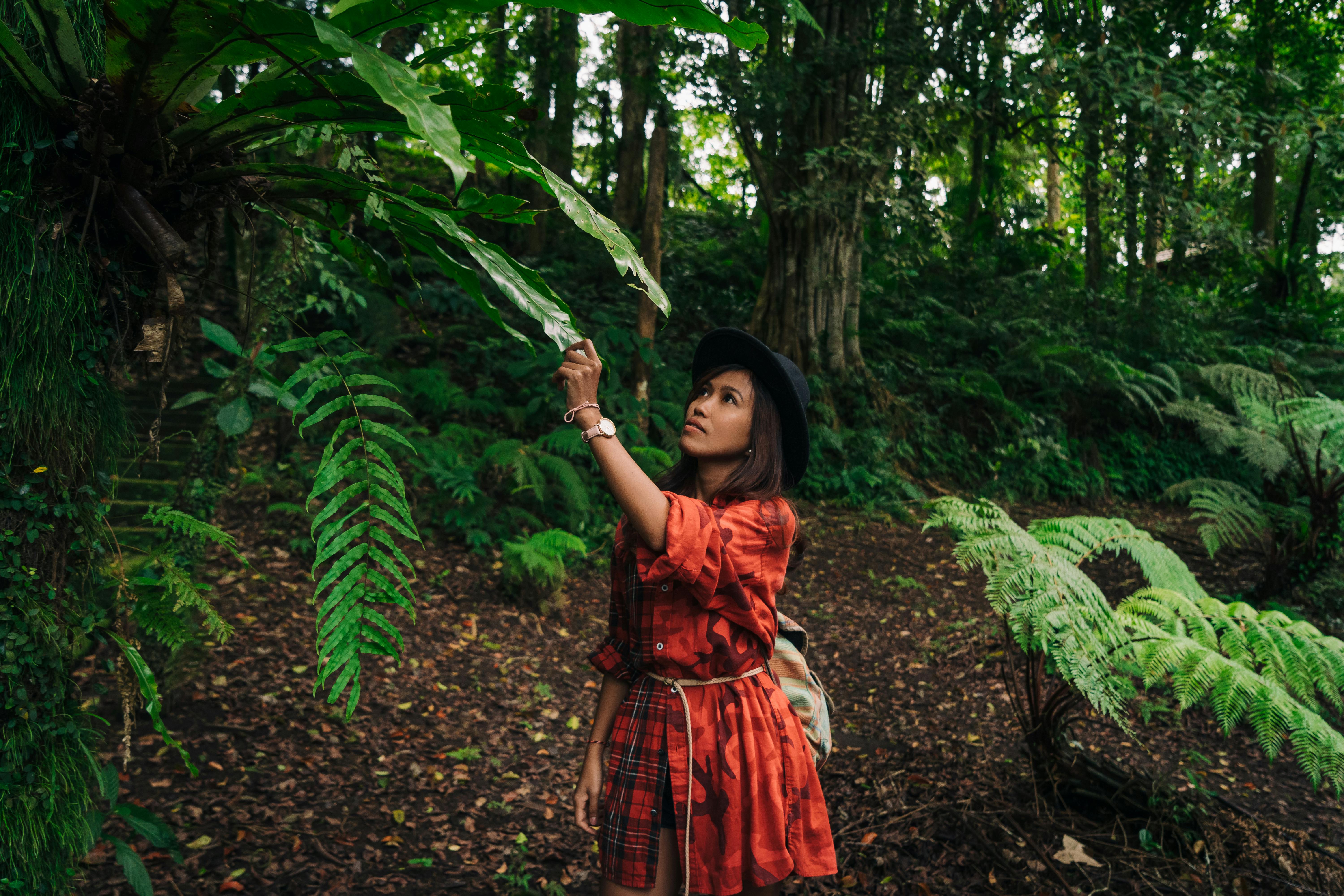 Woman in Red Dress Standing in the Forest · Free Stock Photo