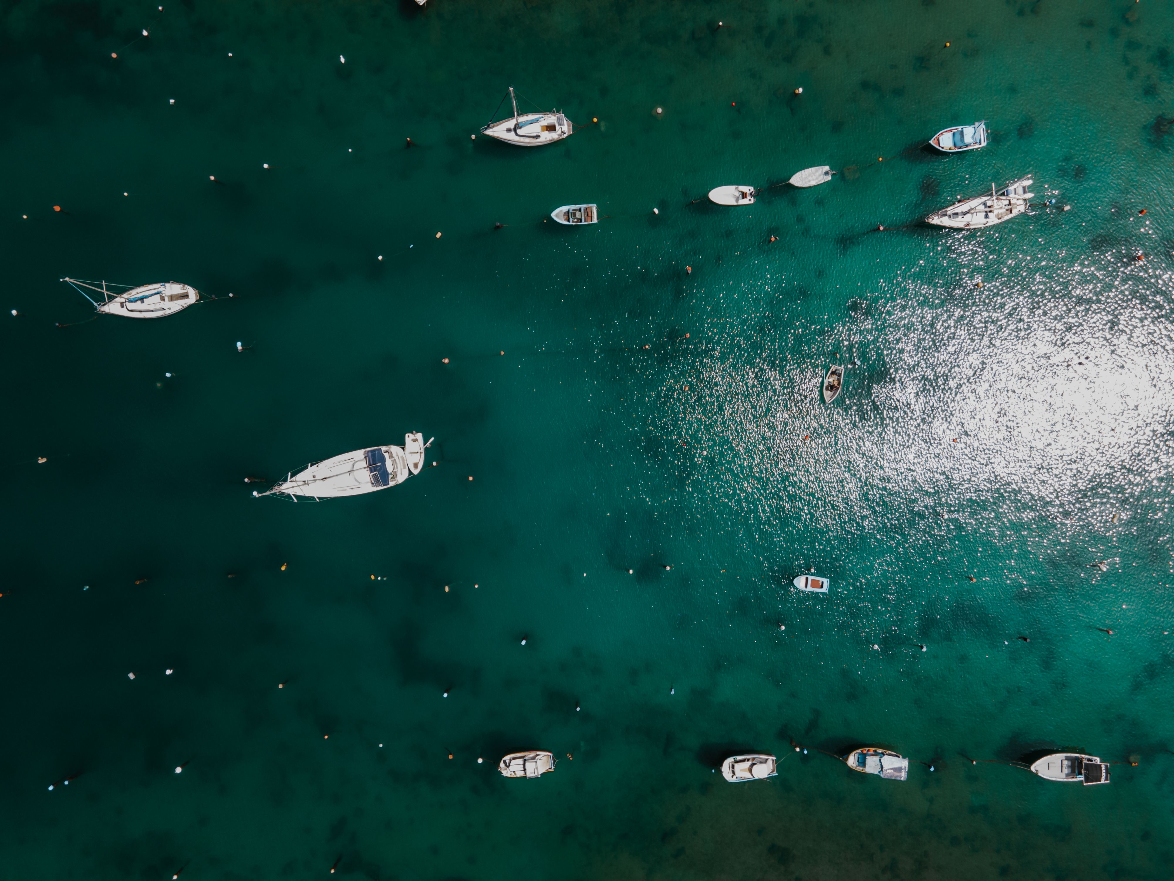 Aerial View of Boats on Sea · Free Stock Photo