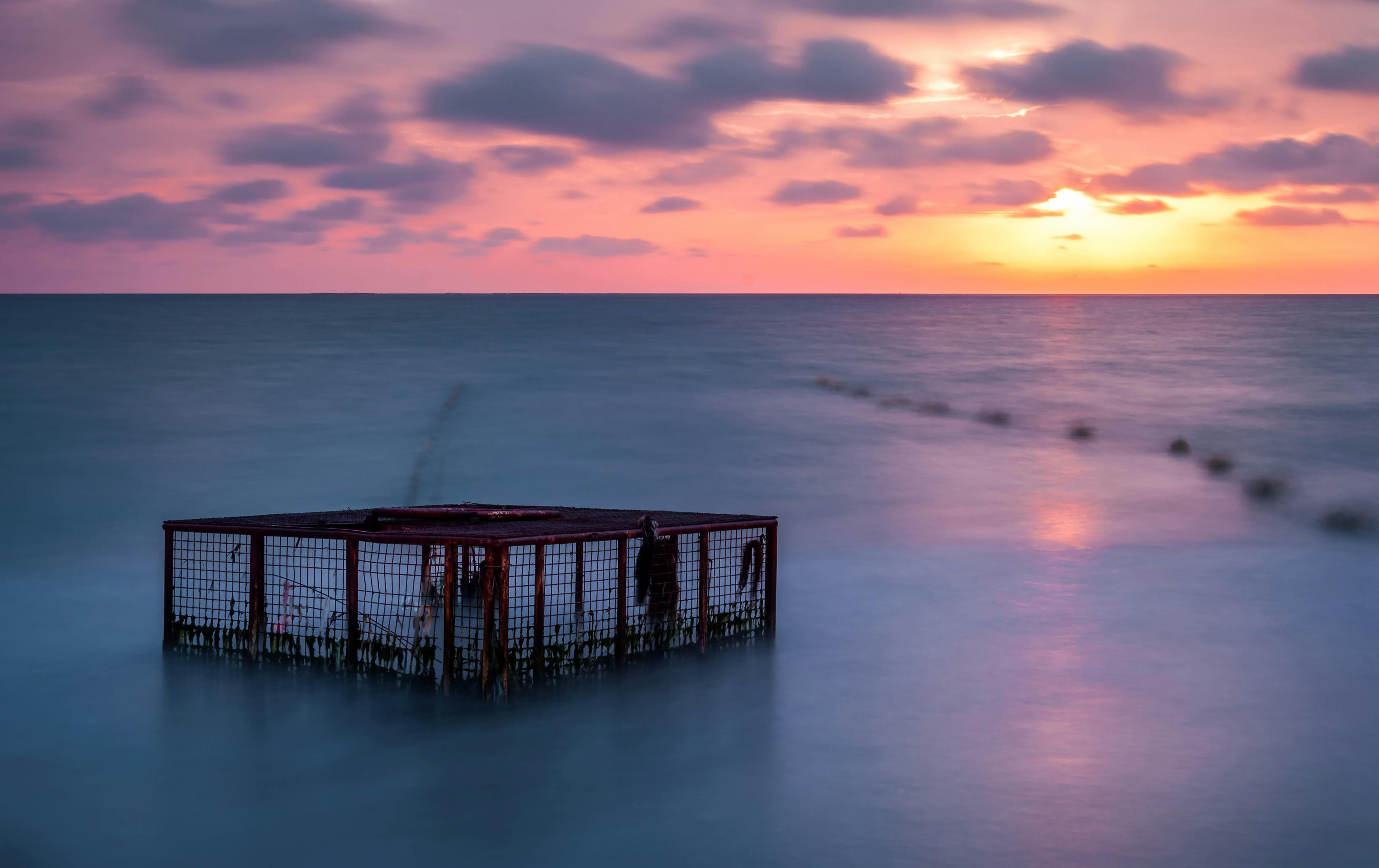 Wide Shot of an Ocean During Sunset · Free Stock Photo