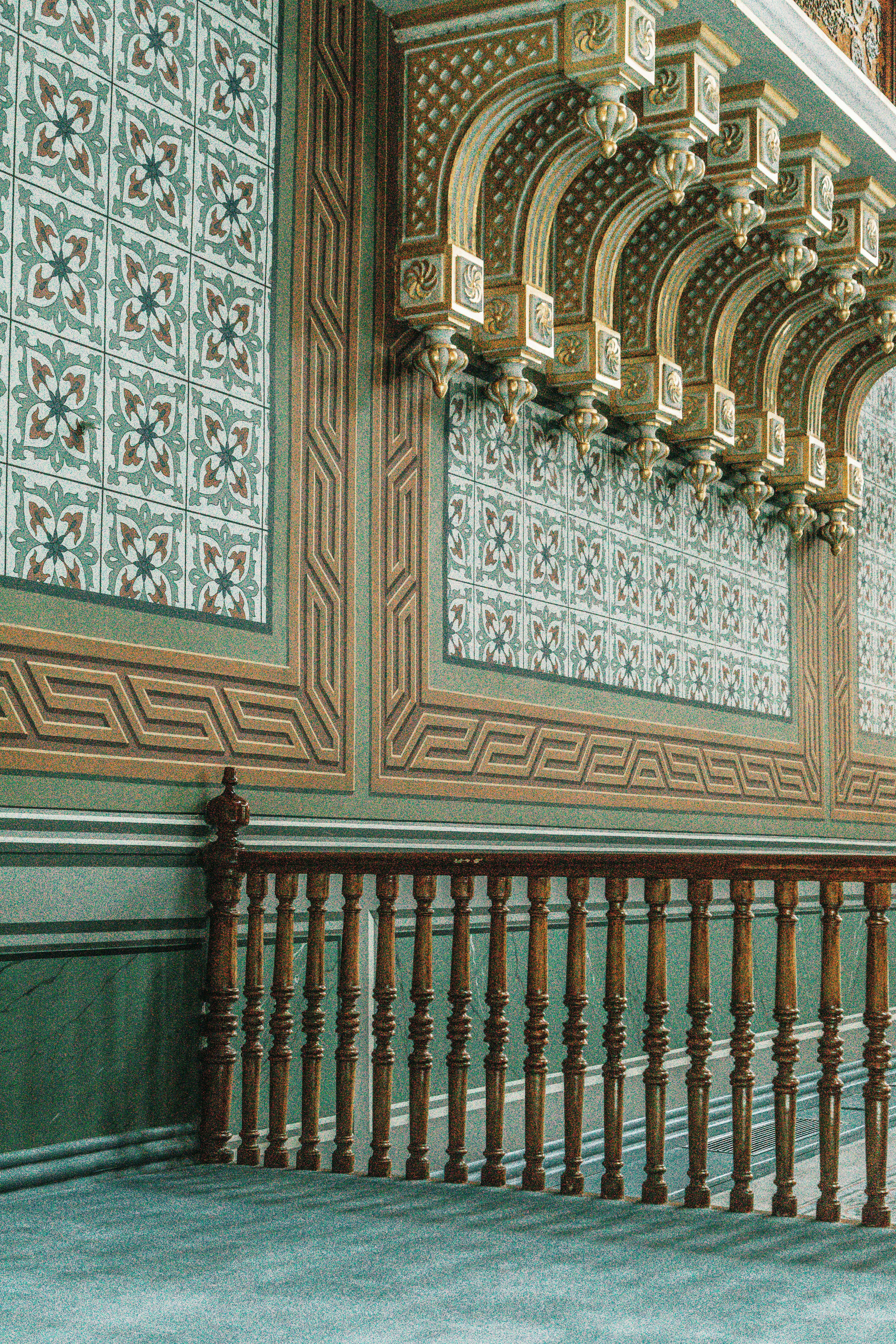Wooden Railing Cross Interior of Yildiz Hamidiye Mosque · Free Stock Photo