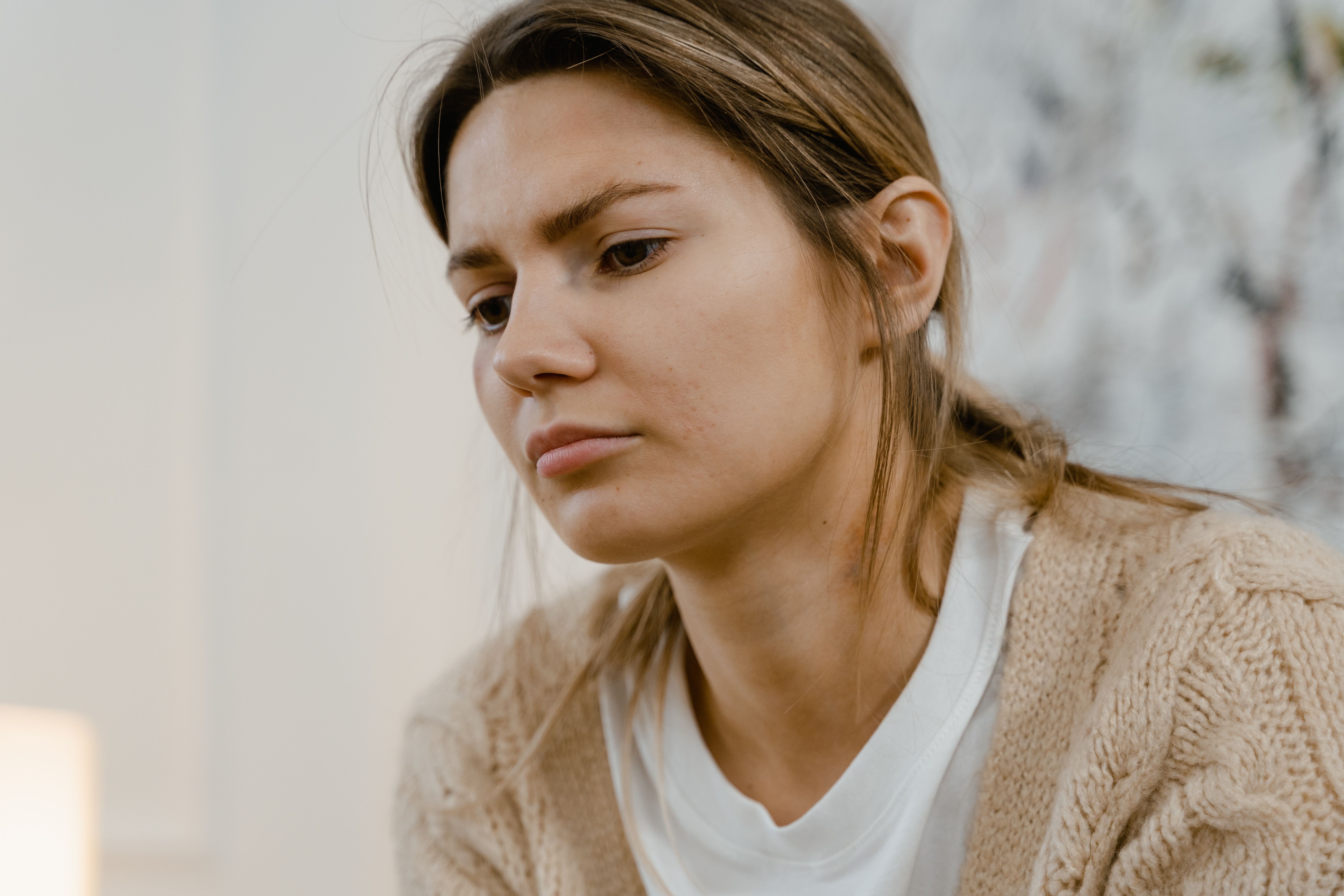 Blonde Sad Woman Looking Down · Free Stock Photo