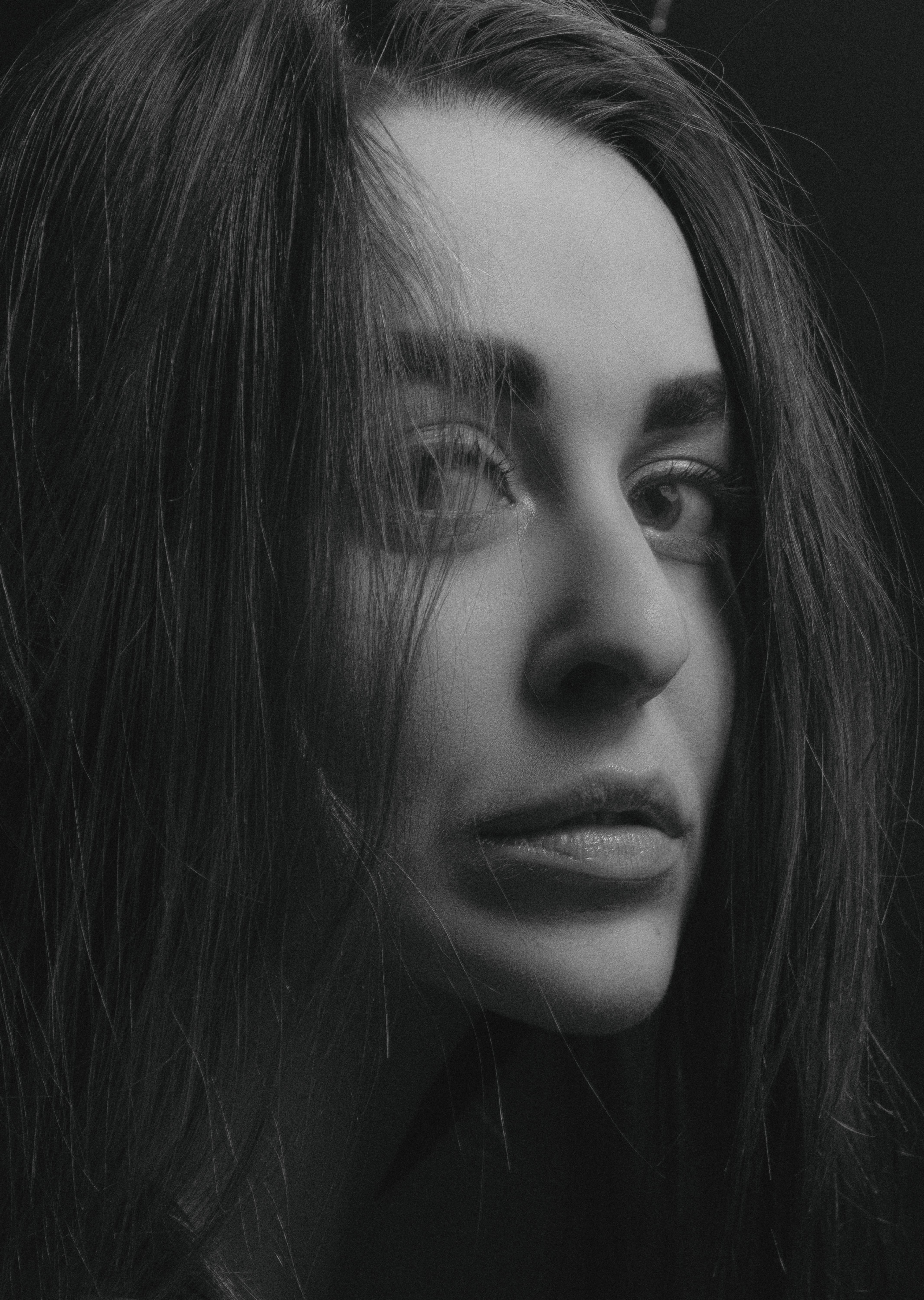 Grayscale Photo of Woman's Face · Free Stock Photo