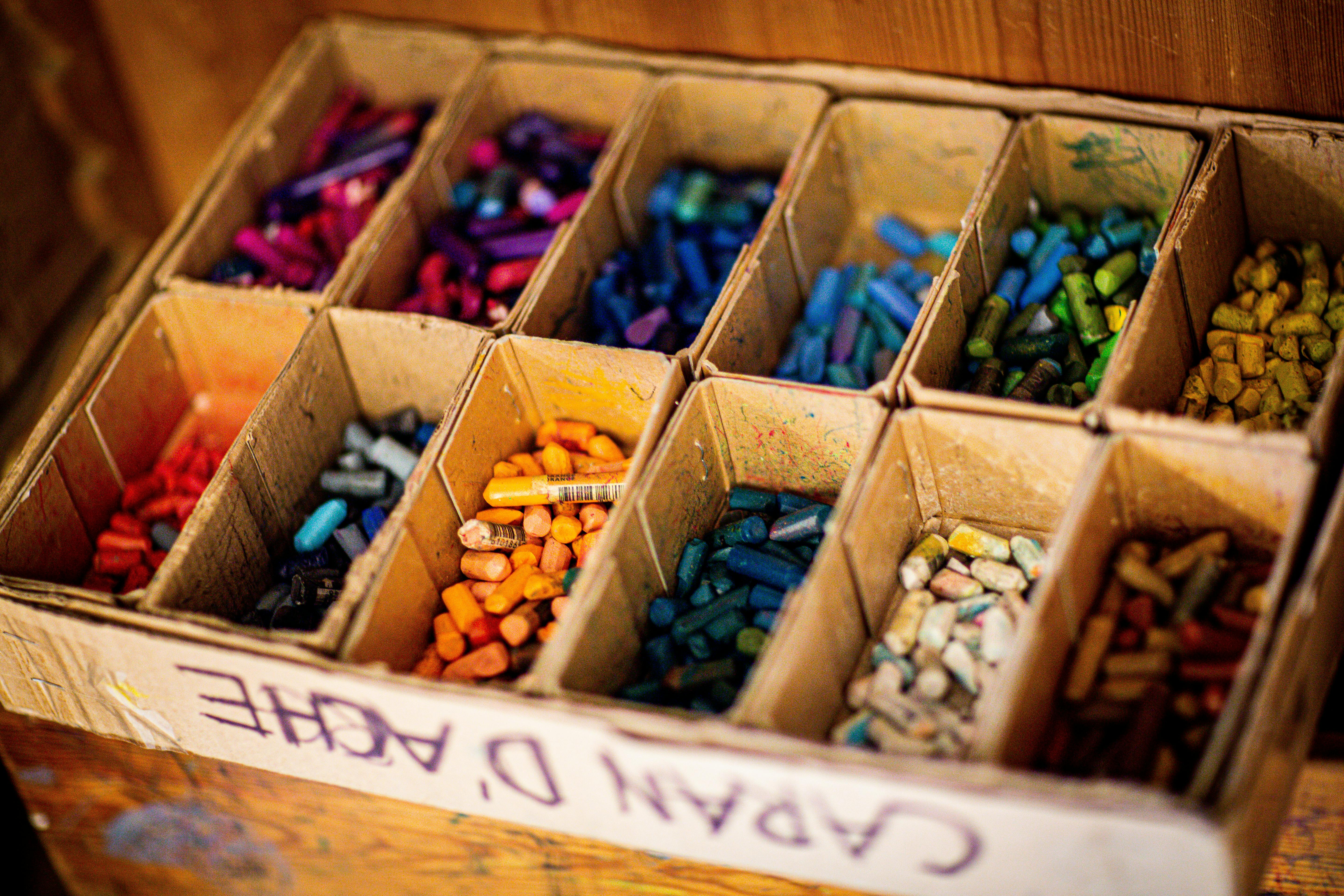 Coloring Materials Sorted in Containers · Free Stock Photo