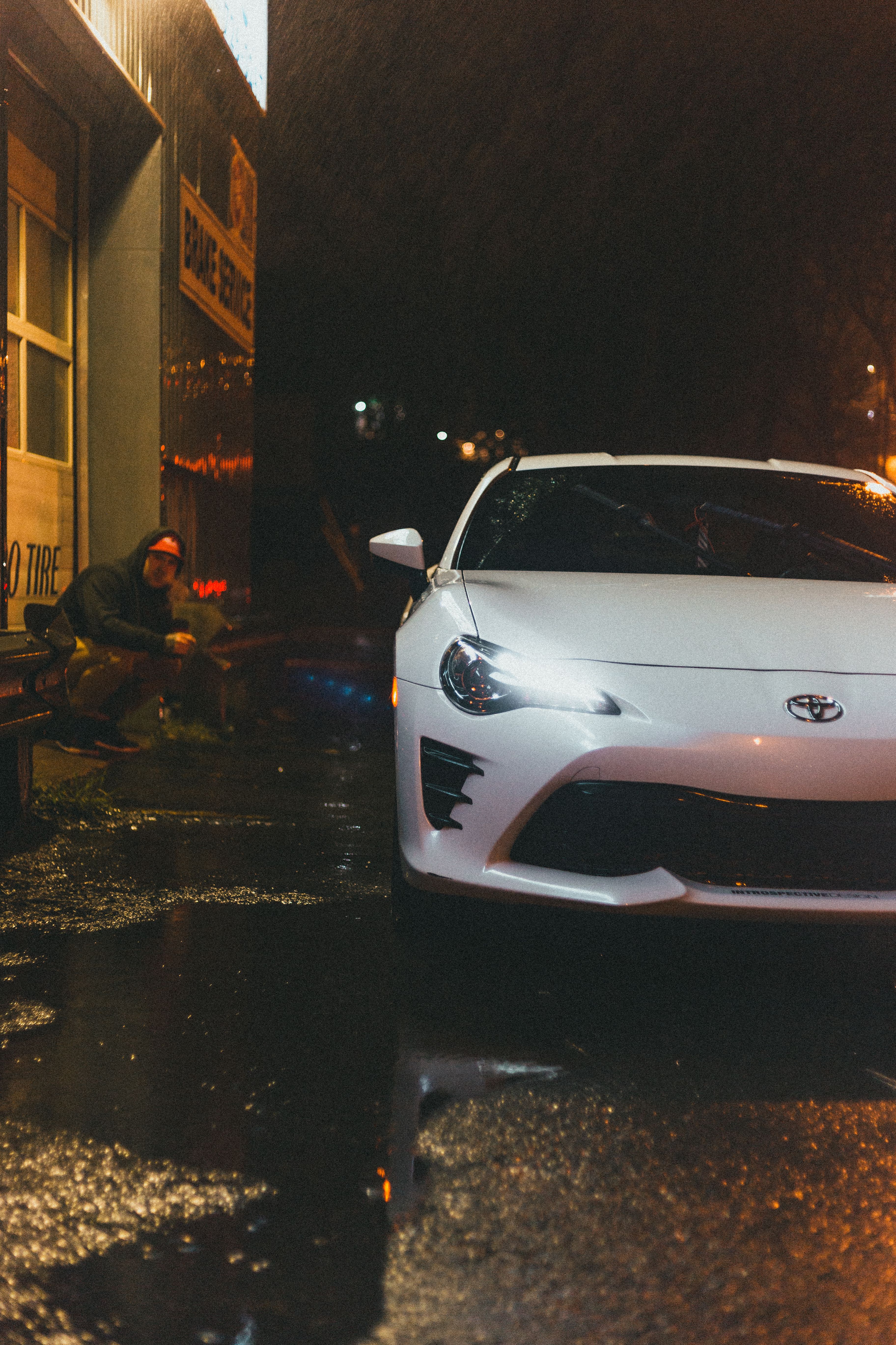 White Car Parked on Street during Night Time · Free Stock Photo
