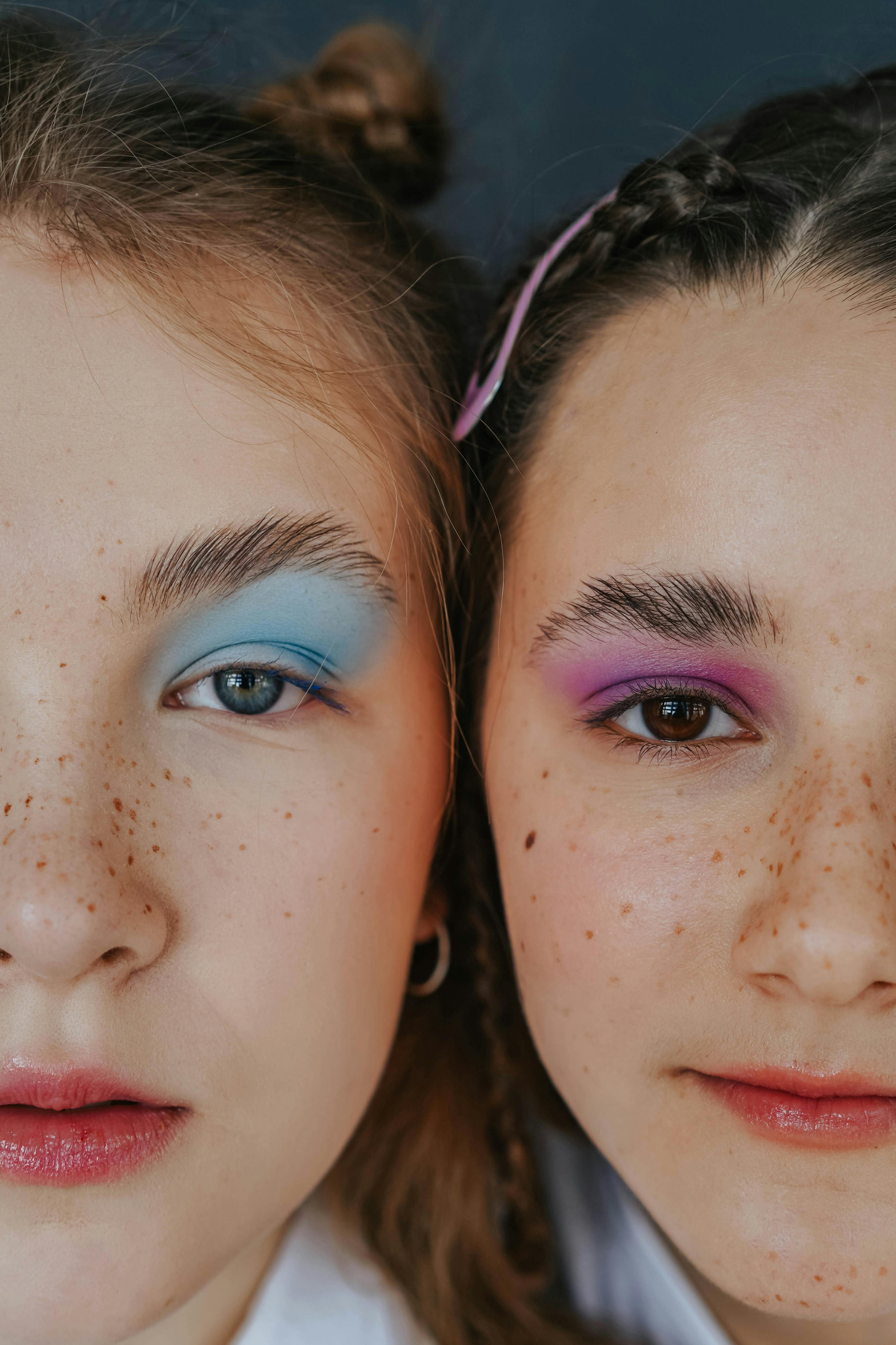 Women with Bushy Eyebrows and Colorful Eyeshadow · Free Stock Photo