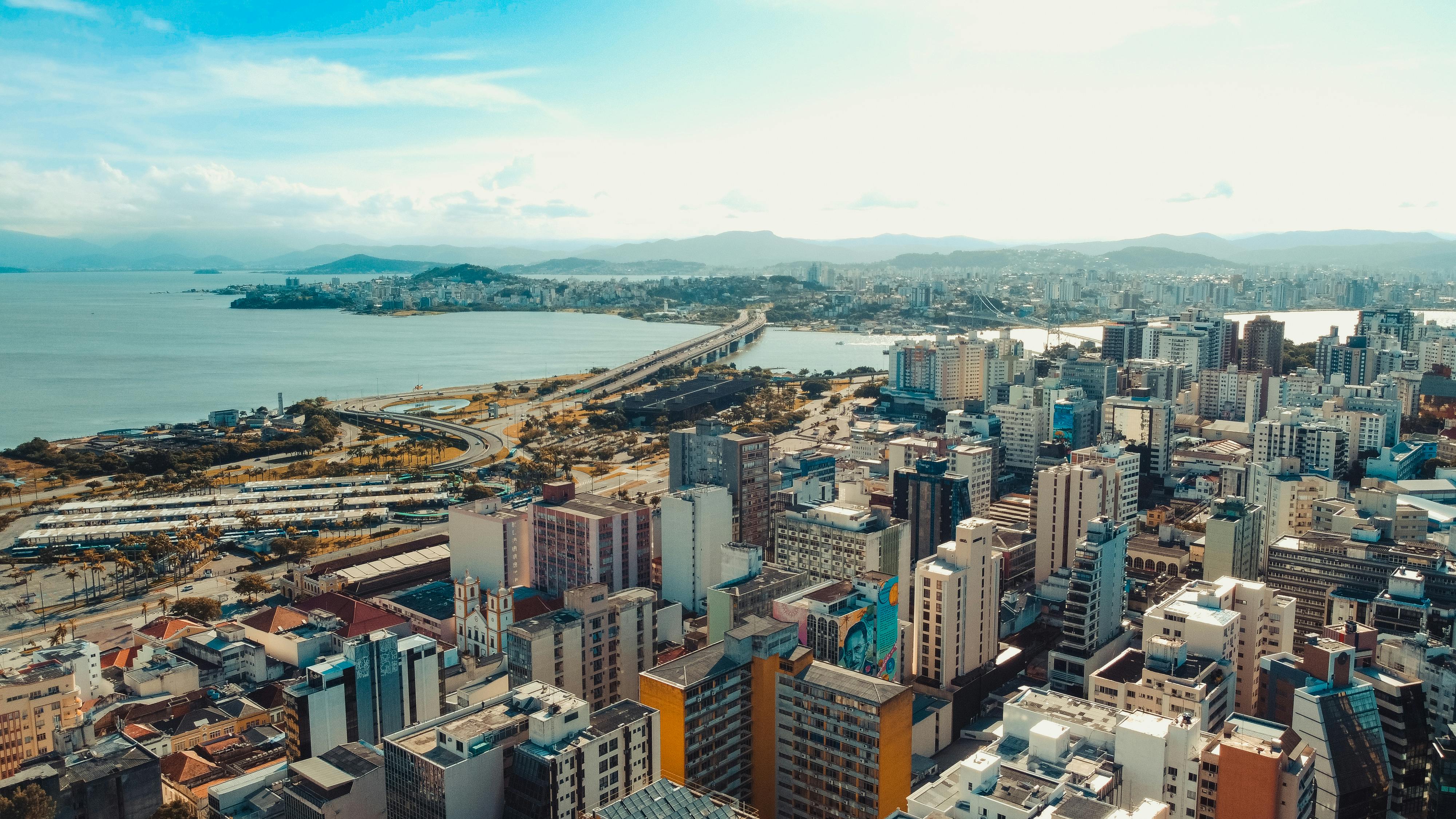 Aerial View of City Buildings Near the Sea · Free Stock Photo