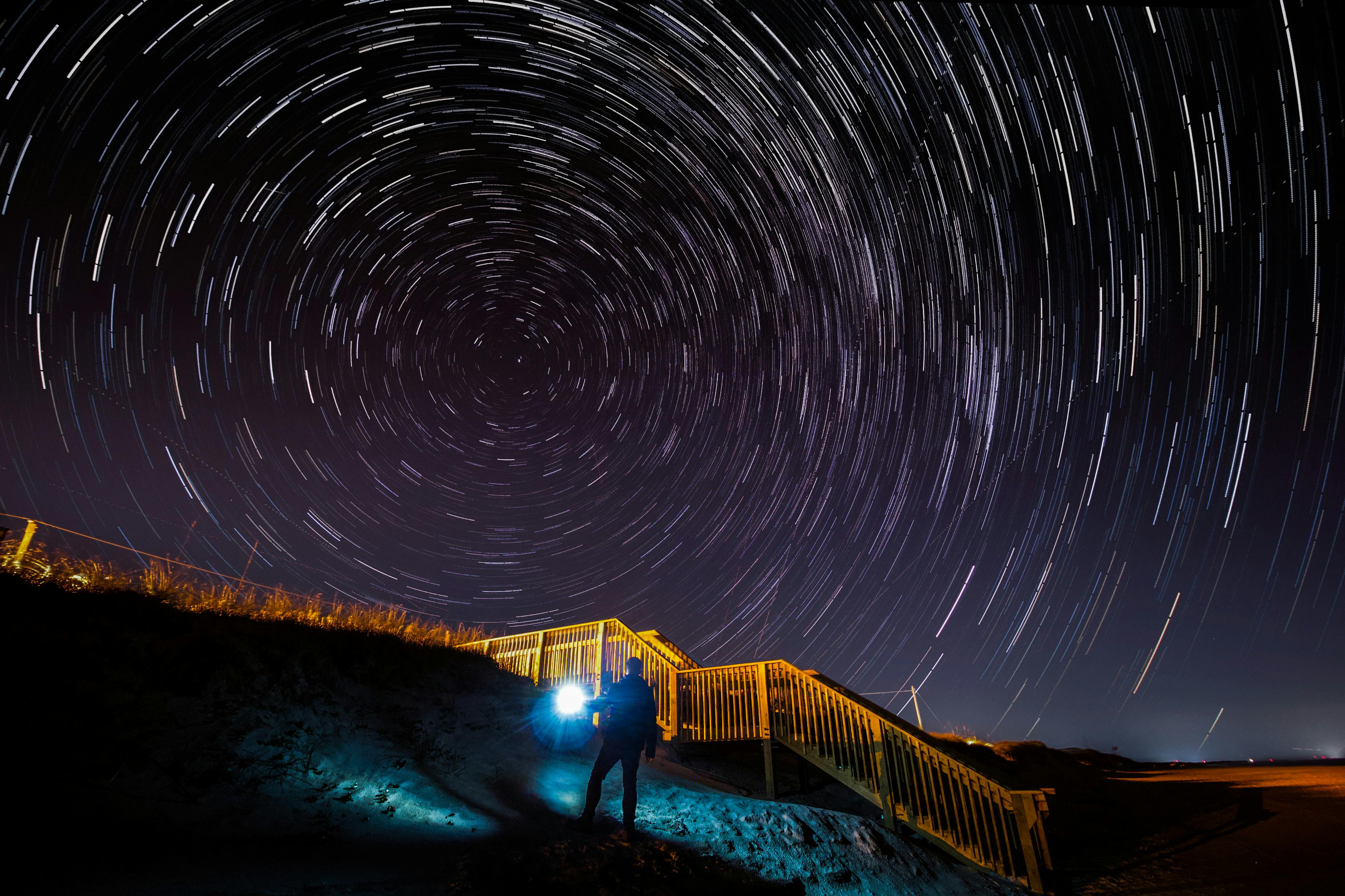 Lights on Night Sky · Free Stock Photo