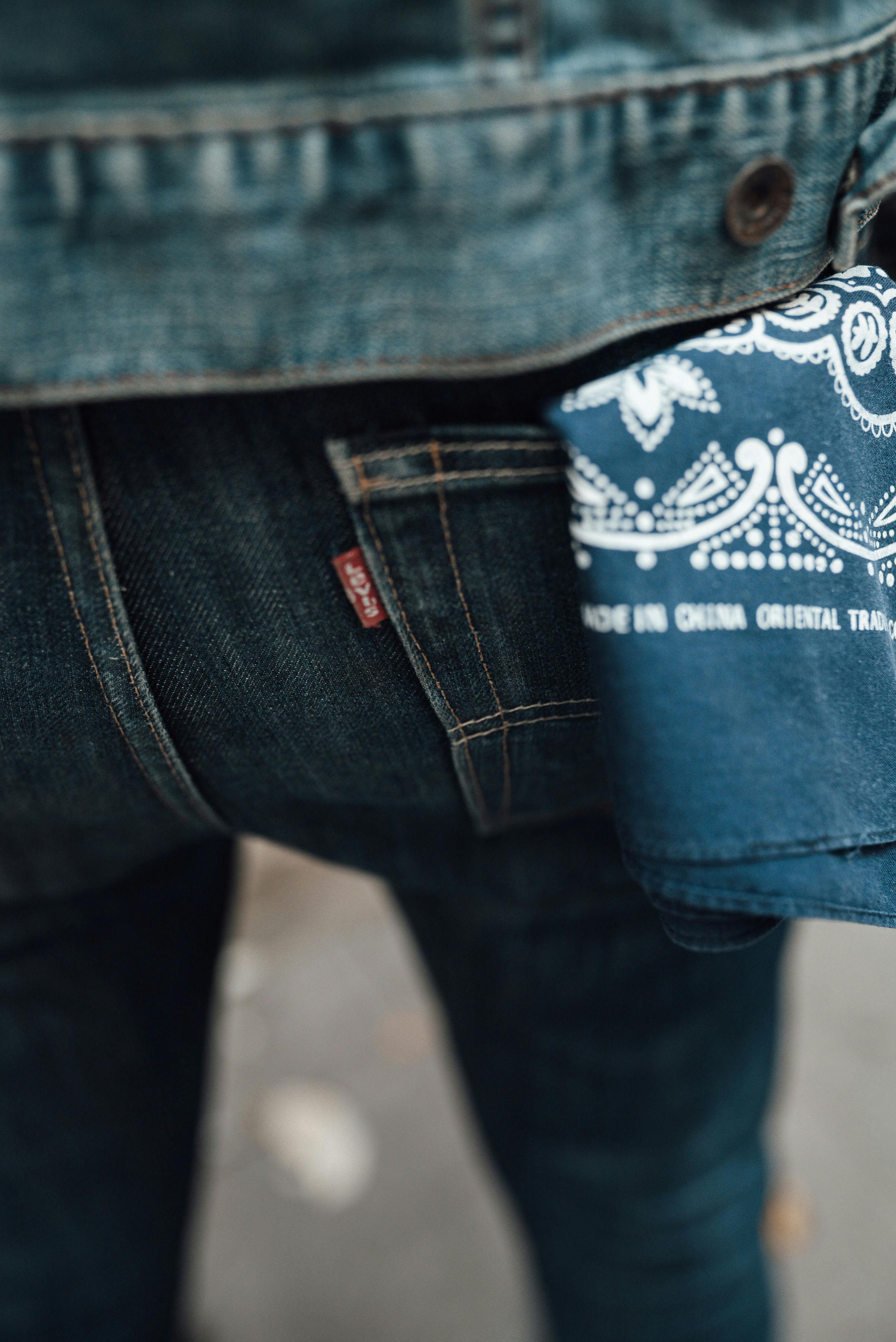 Blue Bandana in a Denim Jeans Pocket · Free Stock Photo