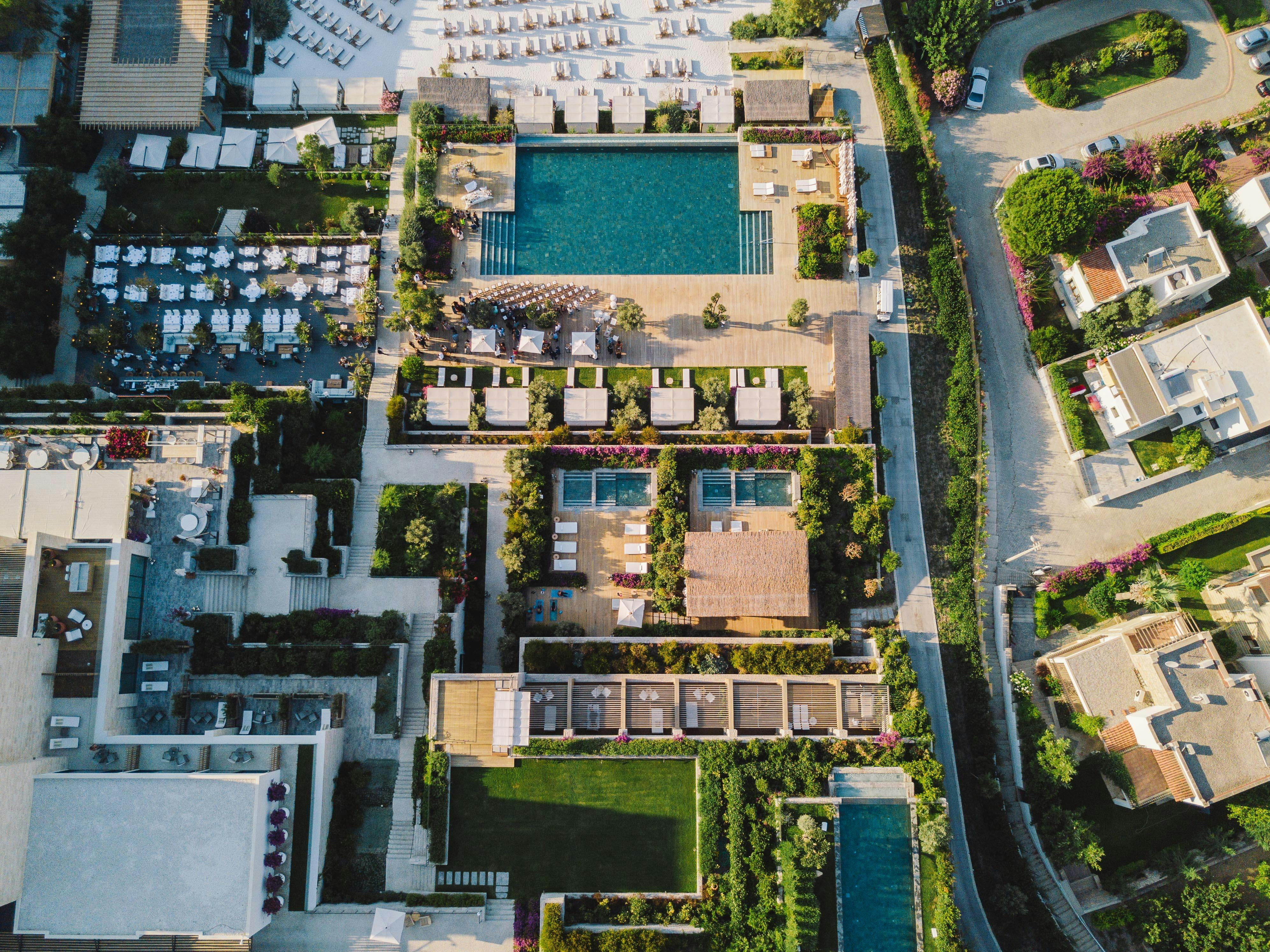 Birds Eye View of Resort with Pool · Free Stock Photo