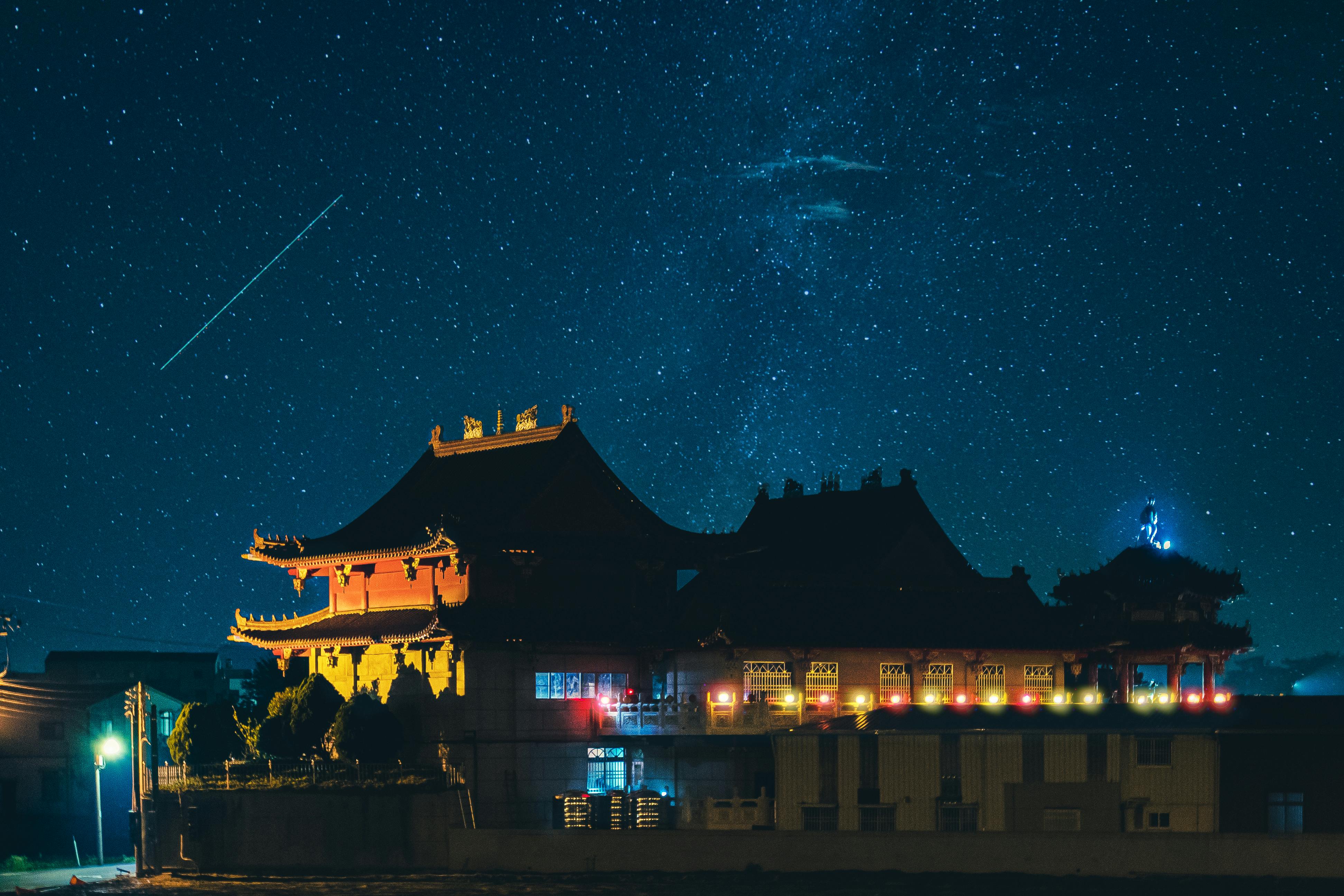 A Temple under a Starry Sky · Free Stock Photo