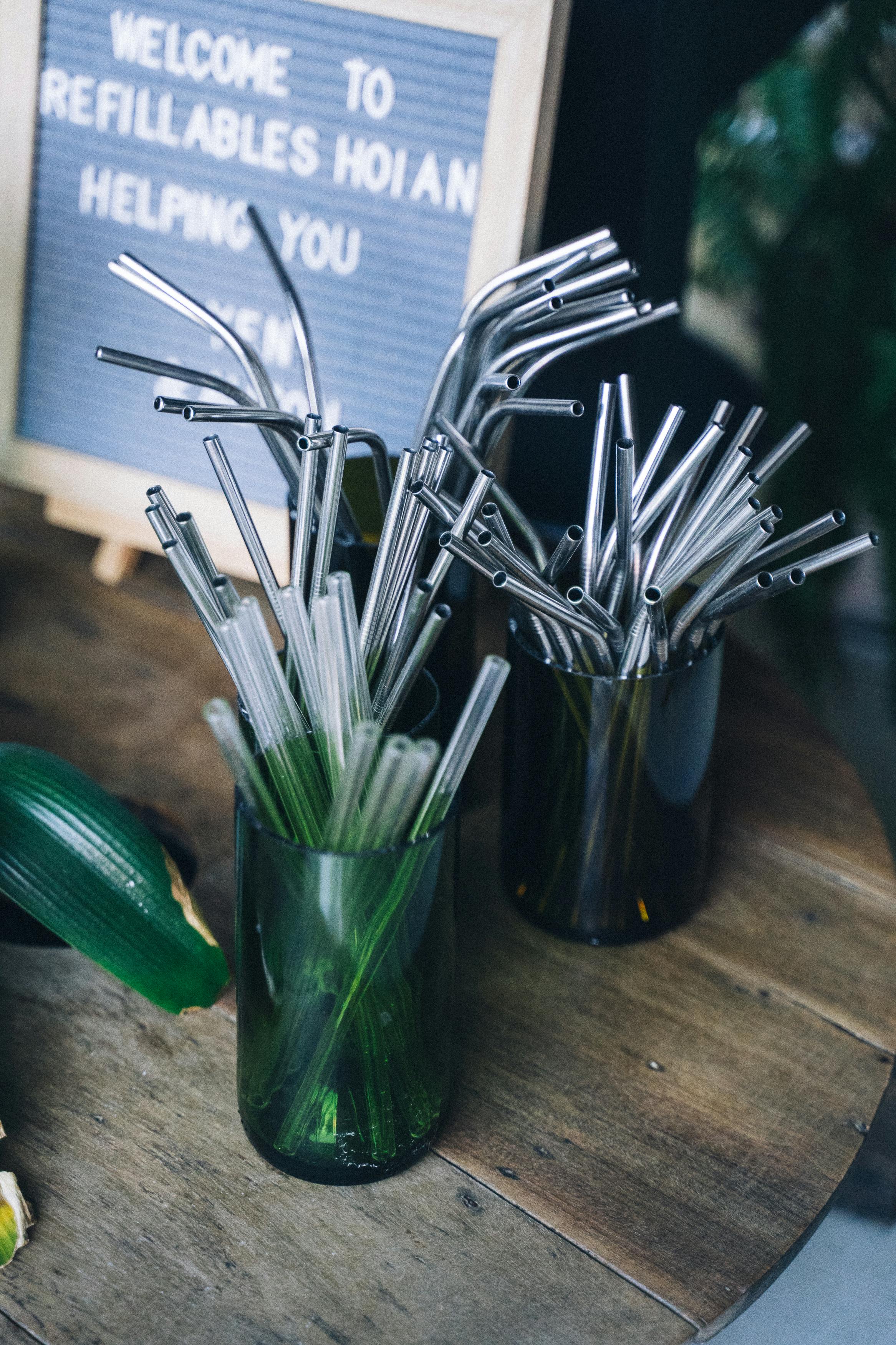 Stainless Drinking Straws on the Table · Free Stock Photo