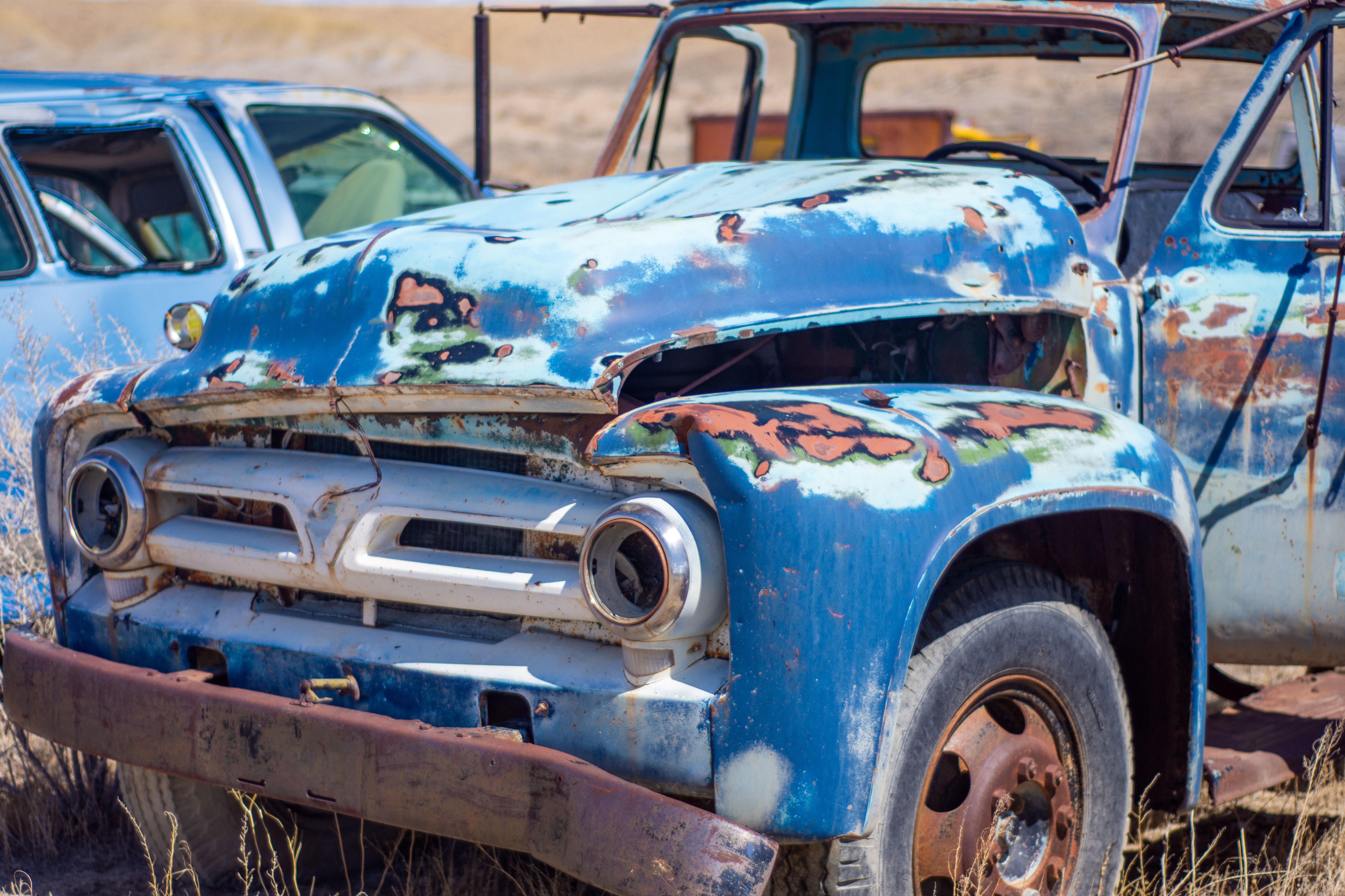 A Blue Broken Old Car · Free Stock Photo