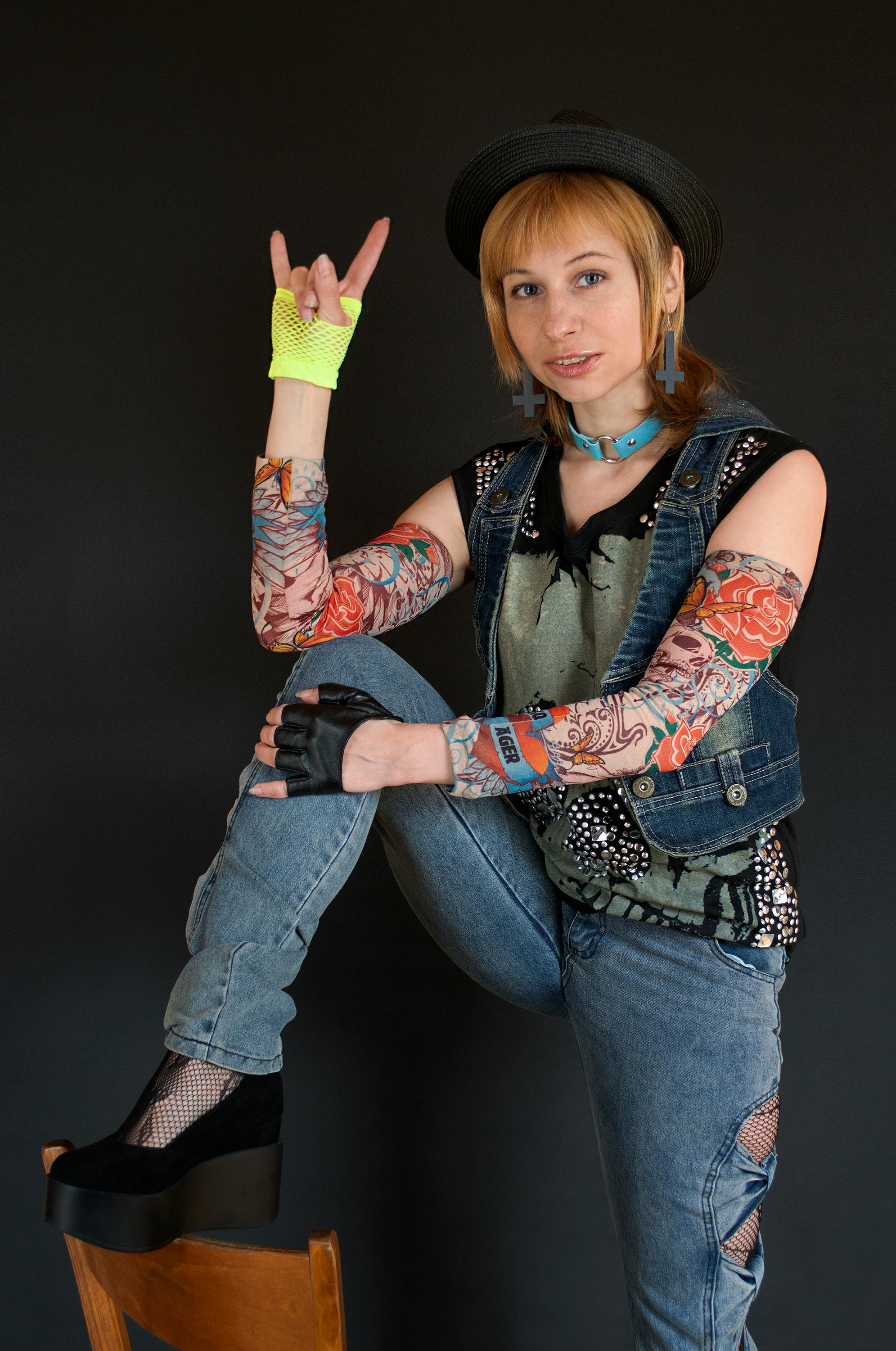 Portrait of Beautiful Woman with Tattoos Wearing Denim · Free Stock Photo