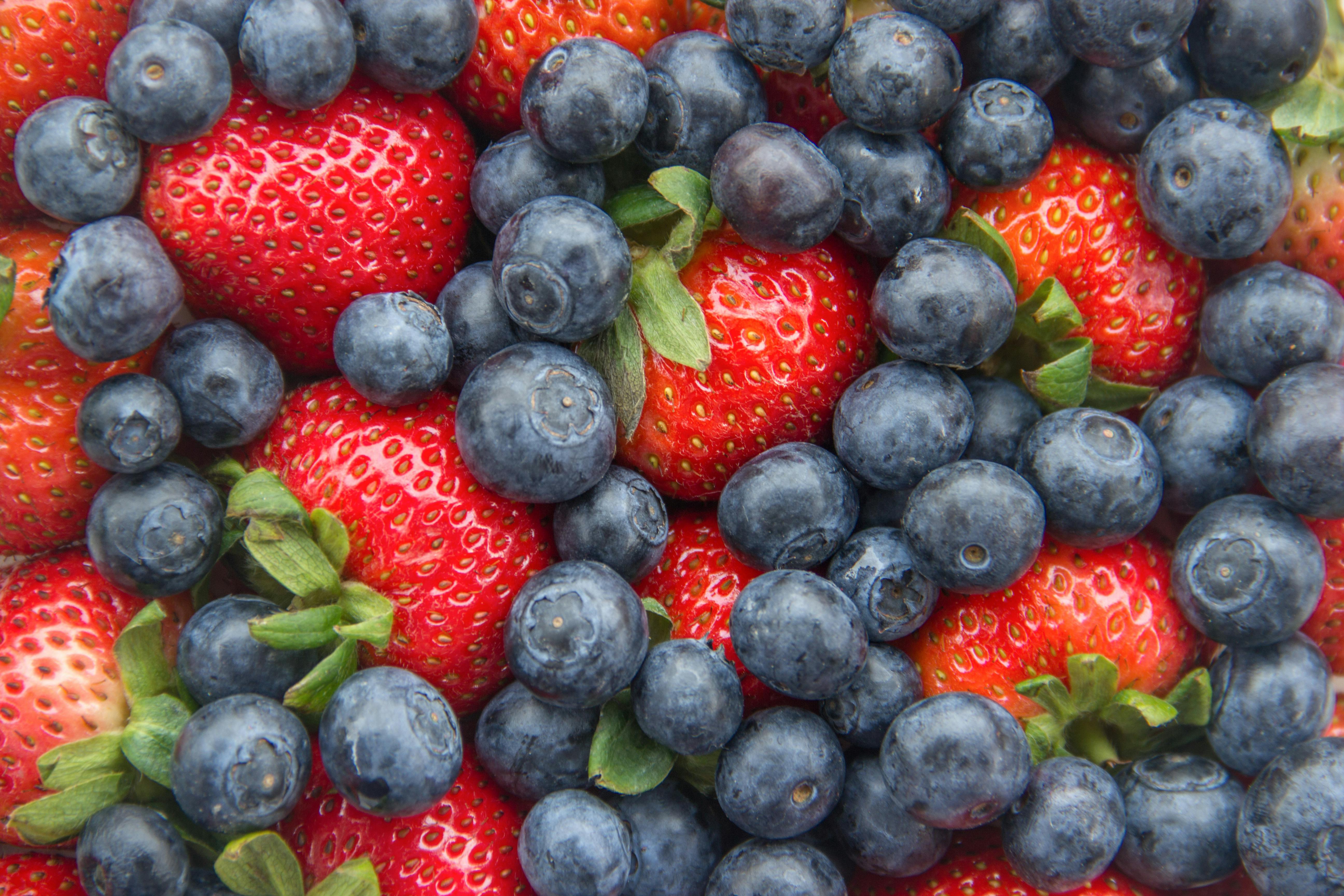 Close Up of Strawberries and Blueberries · Free Stock Photo