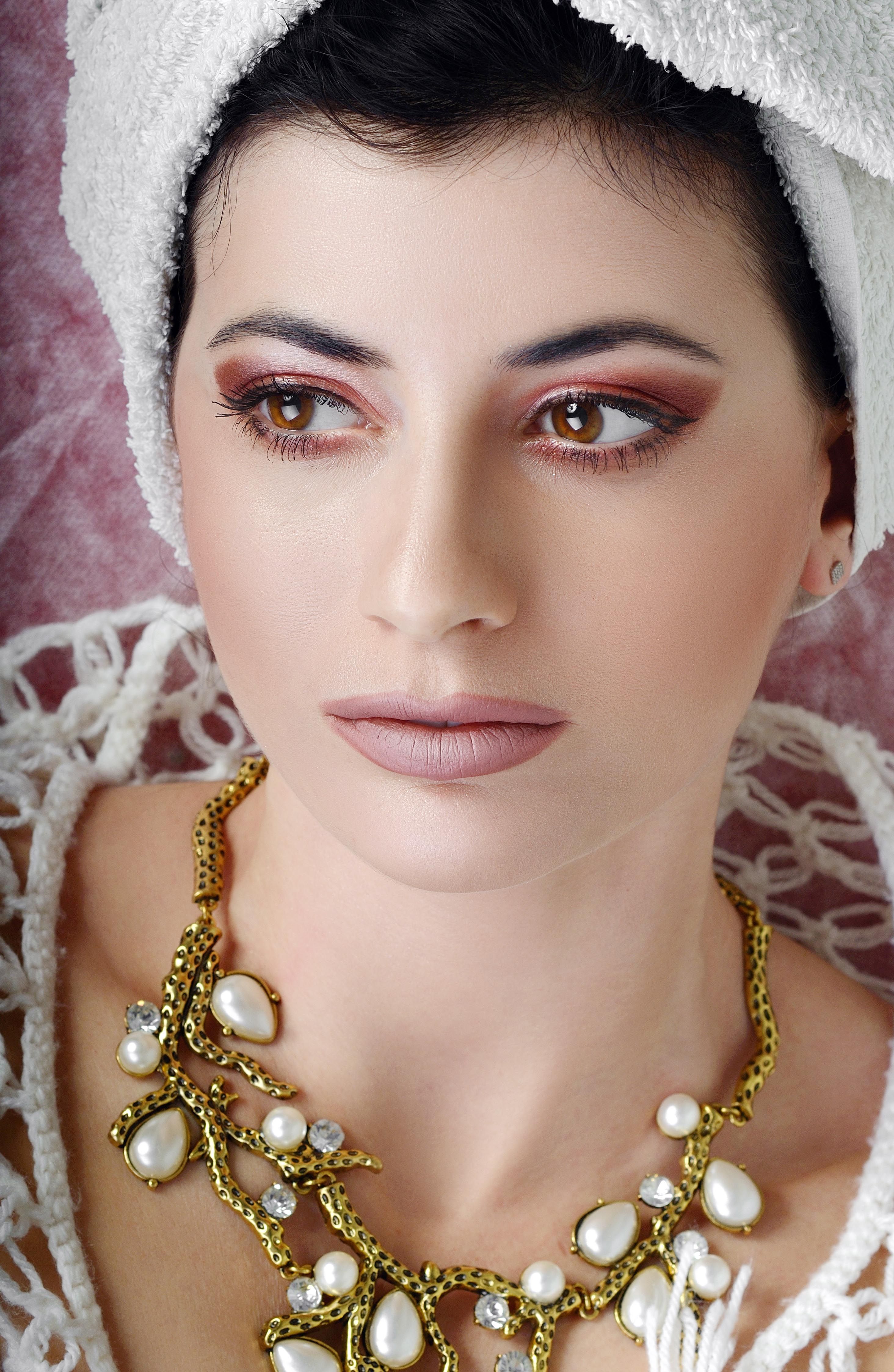 A Woman Wearing Blue Eyeshadow · Free Stock Photo