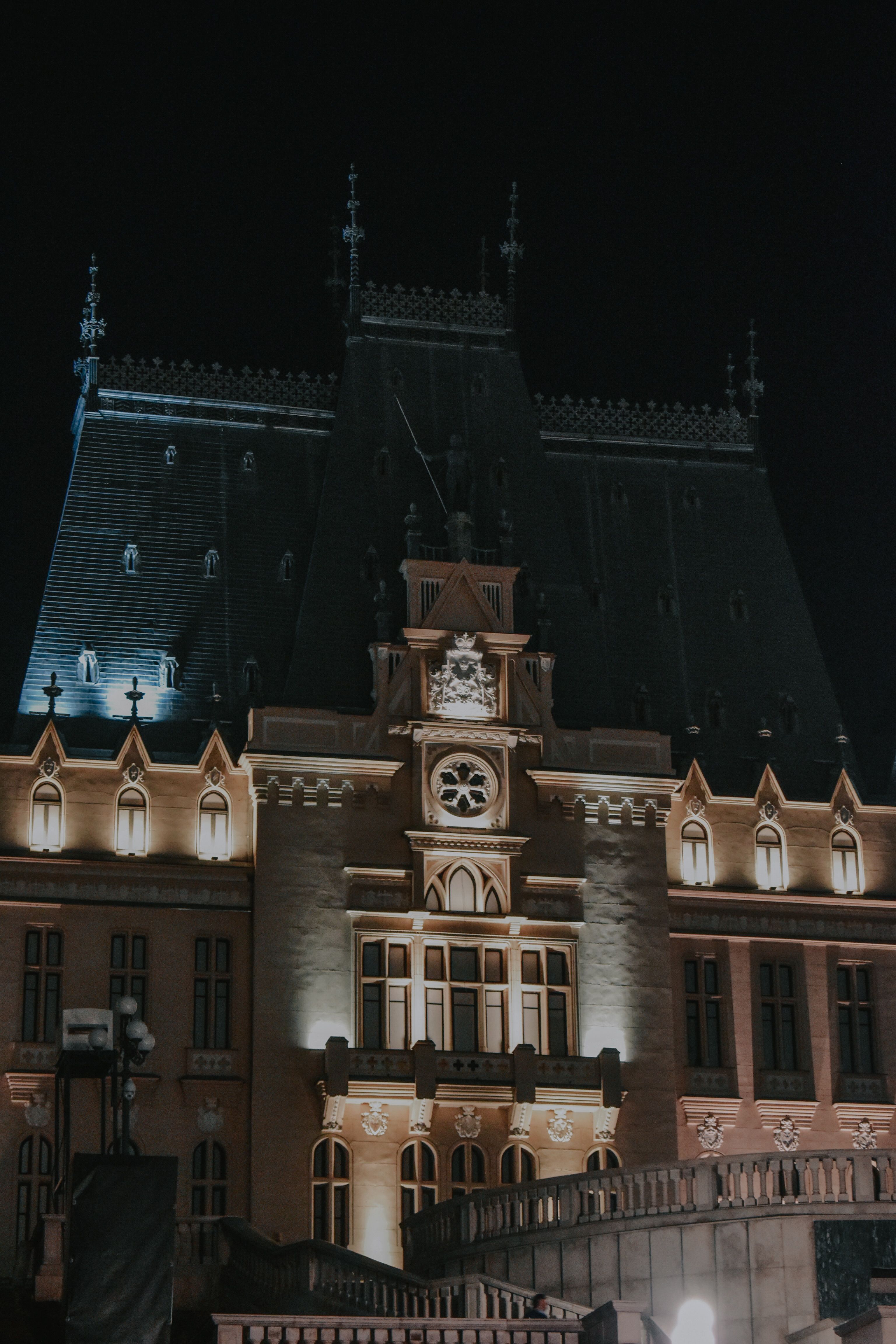 Facade of City Hall Building at Night · Free Stock Photo