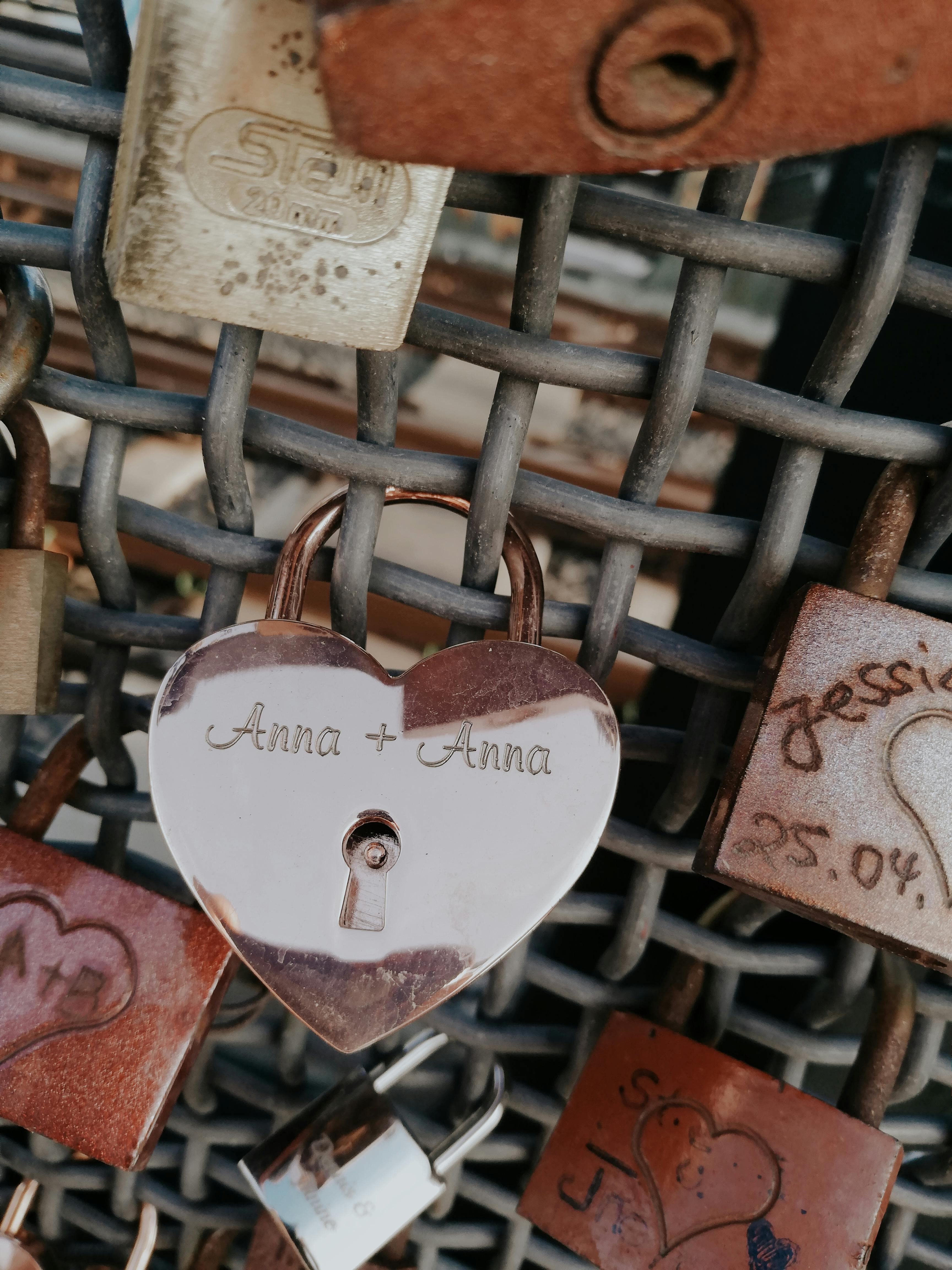 Silver-colored Heart Lock Bridge · Free Stock Photo