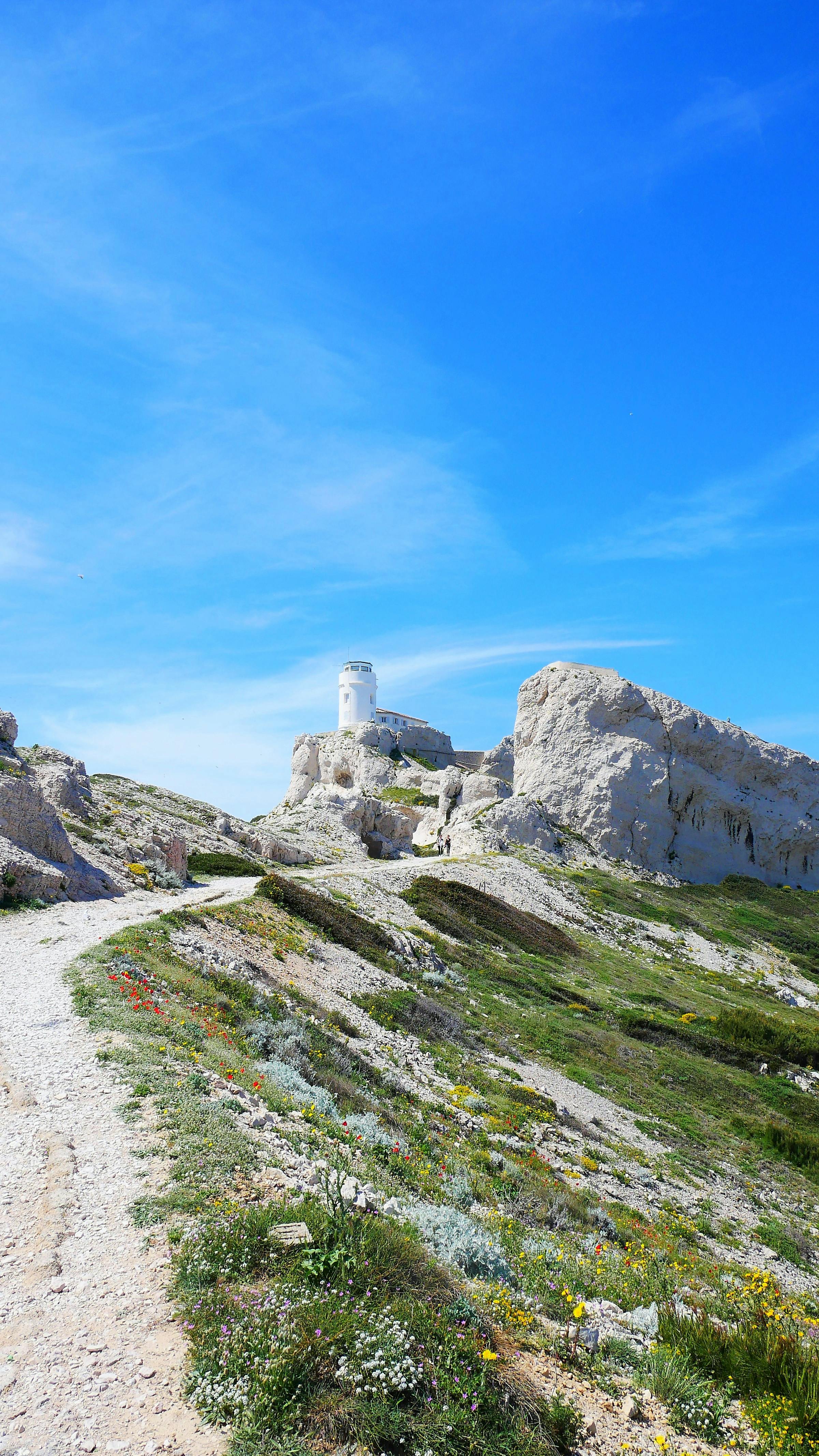 Pathway to Concrete Structure on the Rock Formation Under Blue Sky ...