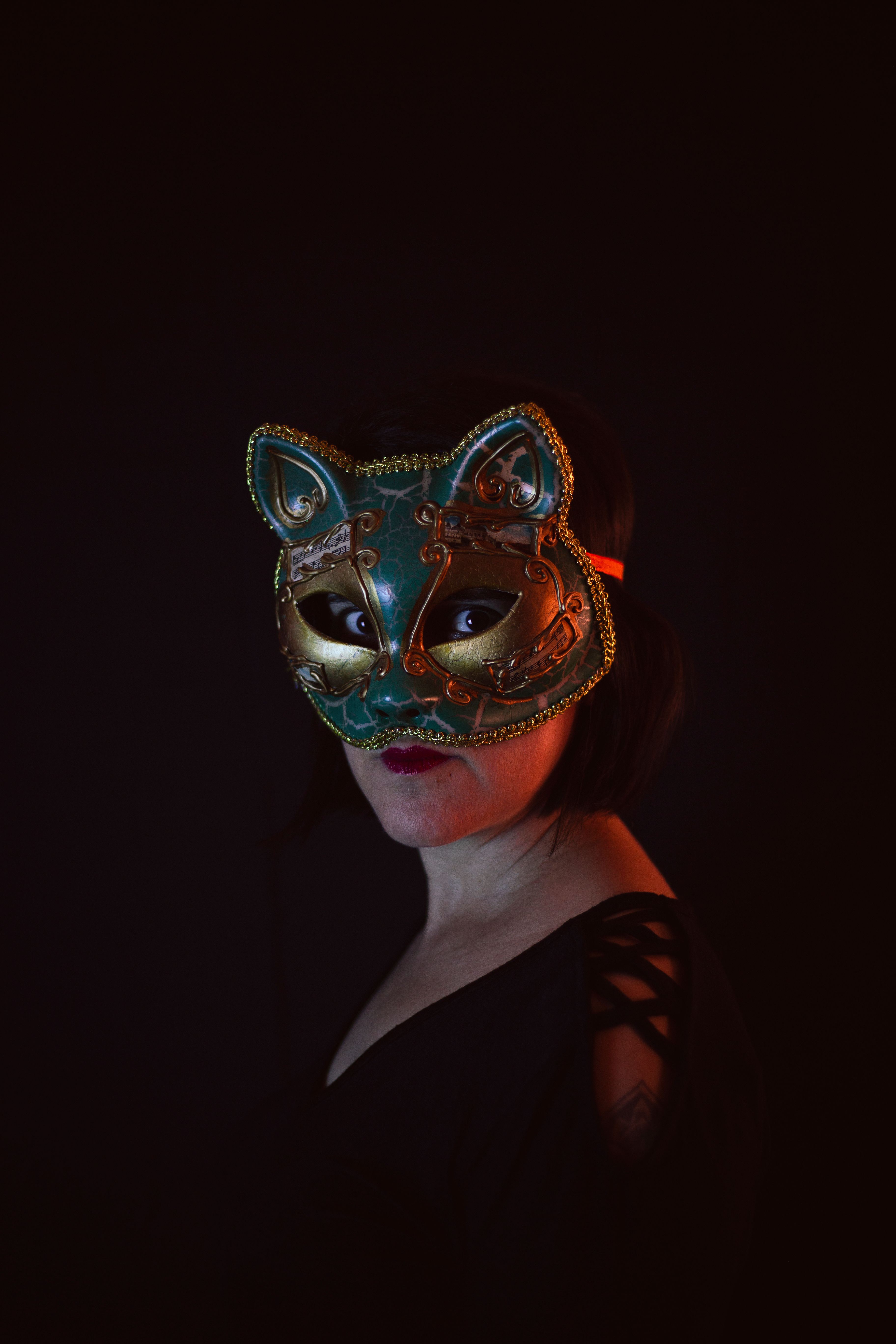 Woman Wearing a Cat Mask and a Dress · Free Stock Photo
