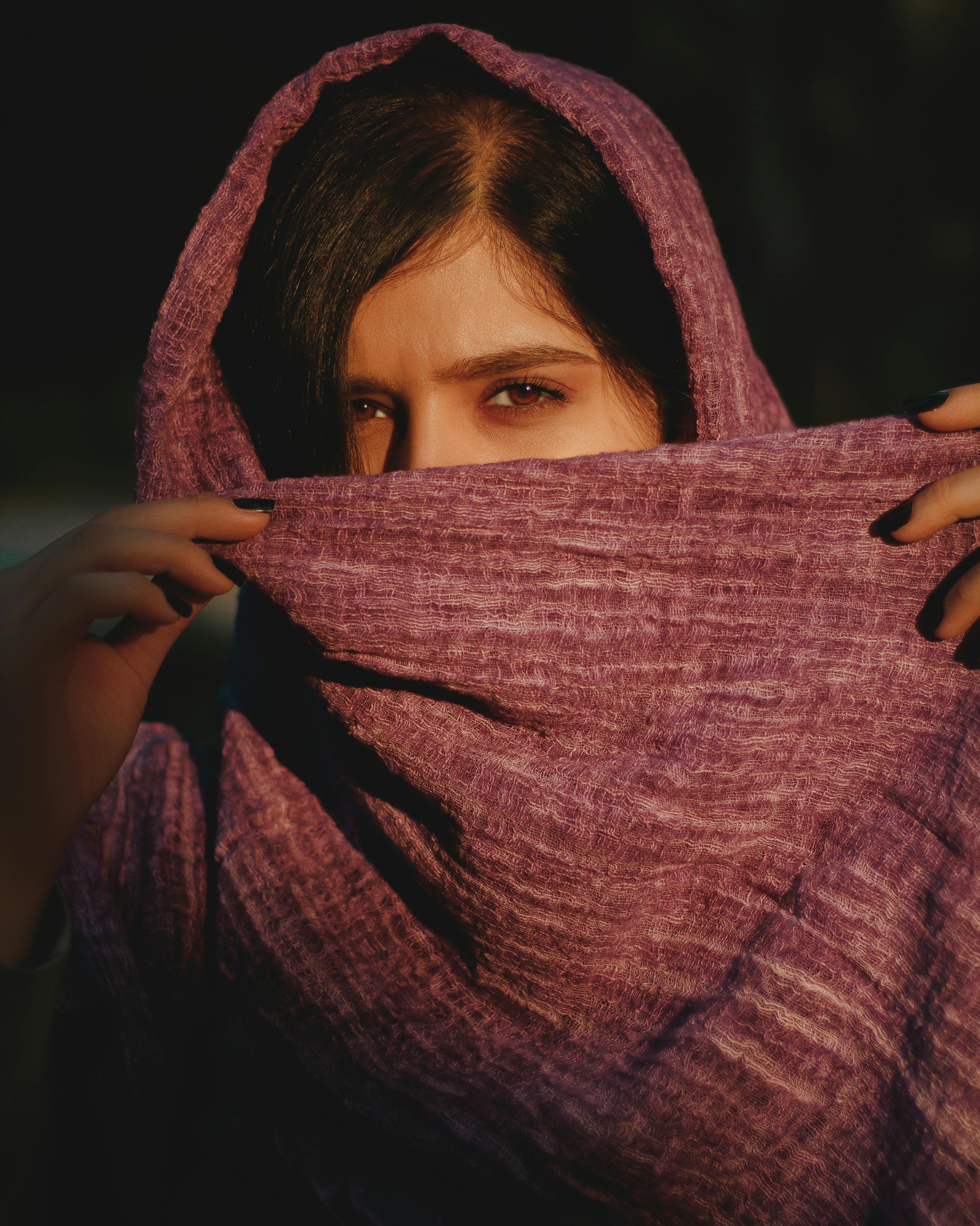 Person Covering Face with a Red Cloth · Free Stock Photo