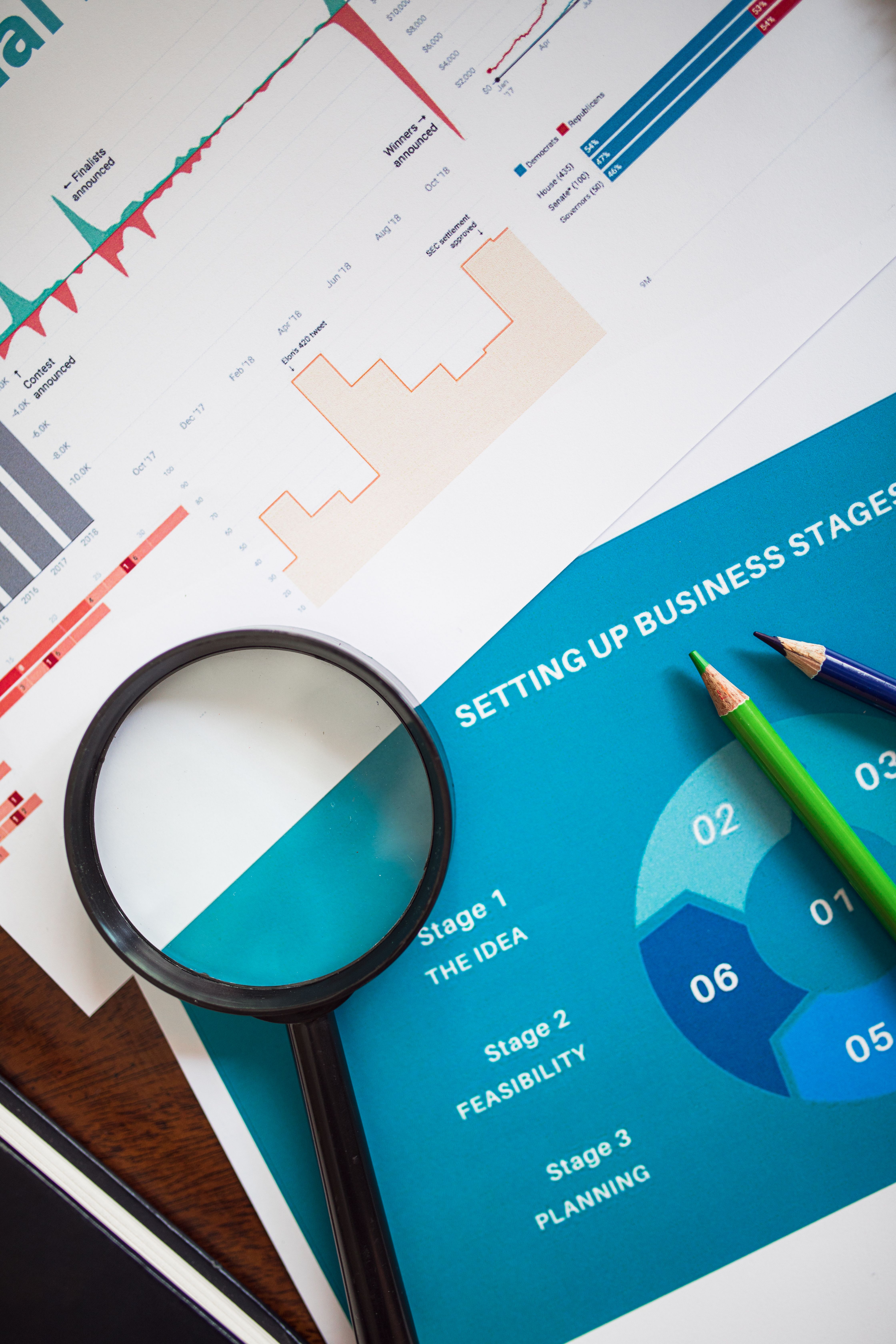 Overhead Shot of Various Charts · Free Stock Photo