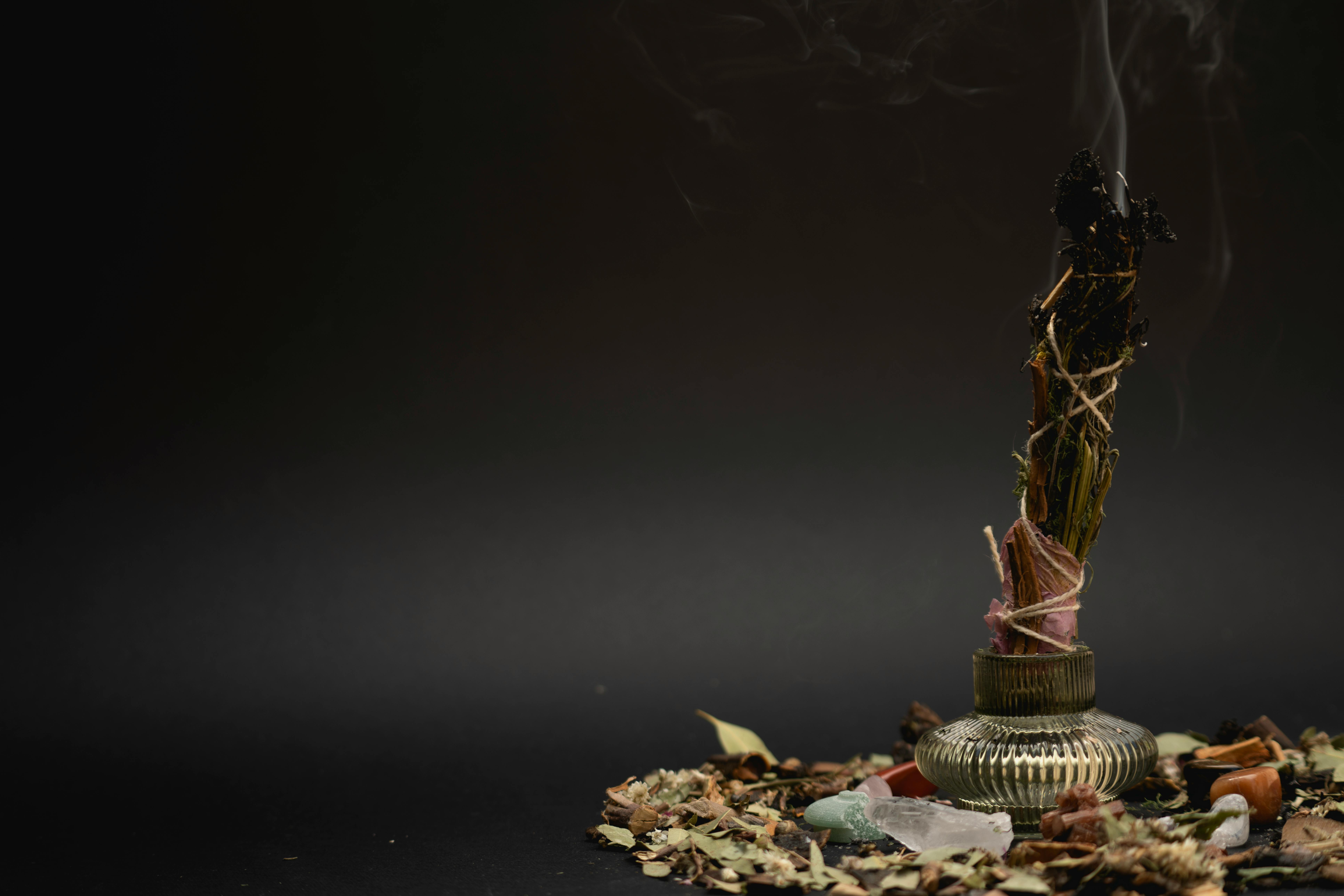 A Bundle of Sage Smoking · Free Stock Photo