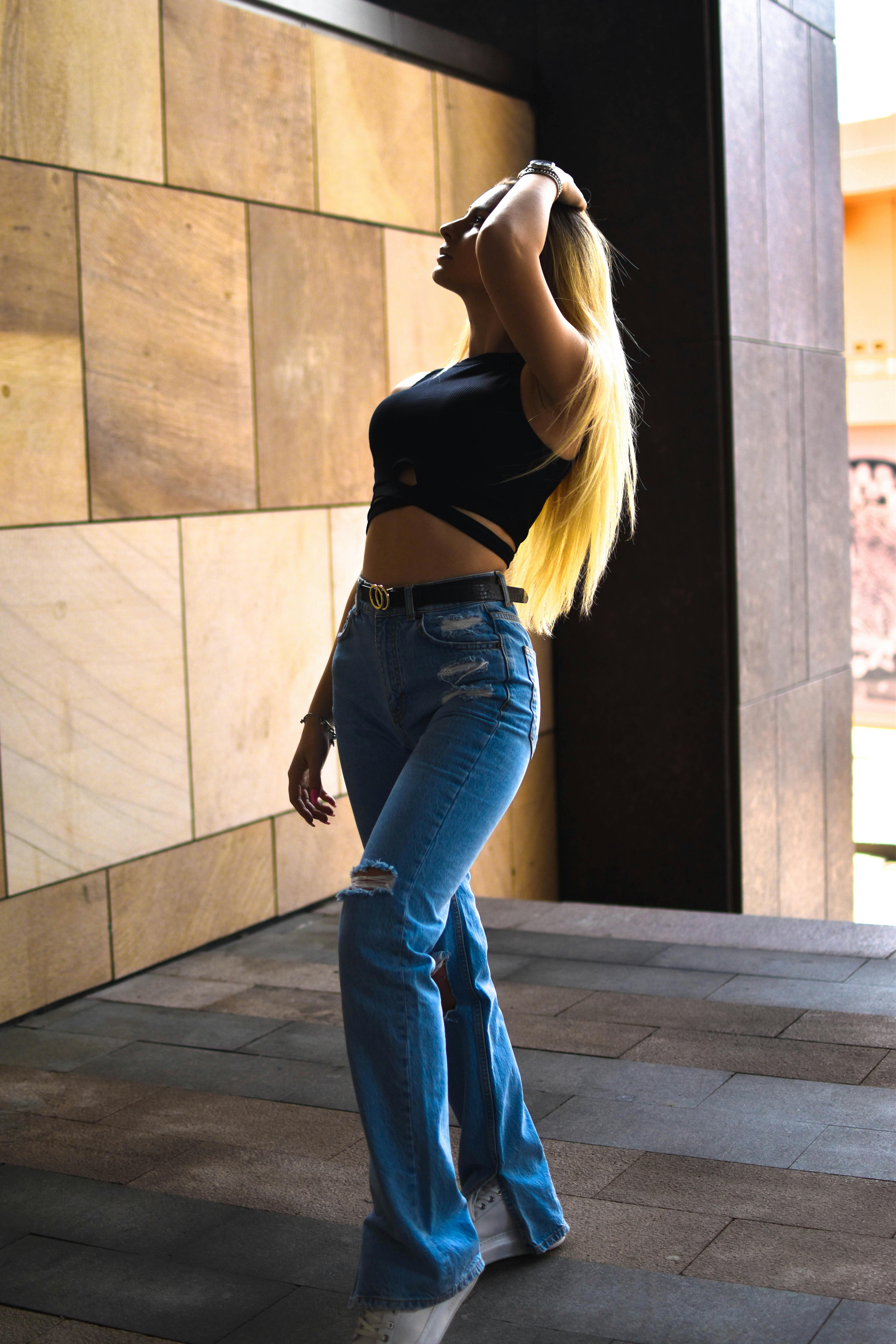 Woman in Bra and Jeans · Free Stock Photo